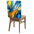 2 Pack Abstract Art Chair Back Covers Blue Yellow Gradient Wavy Lines ...