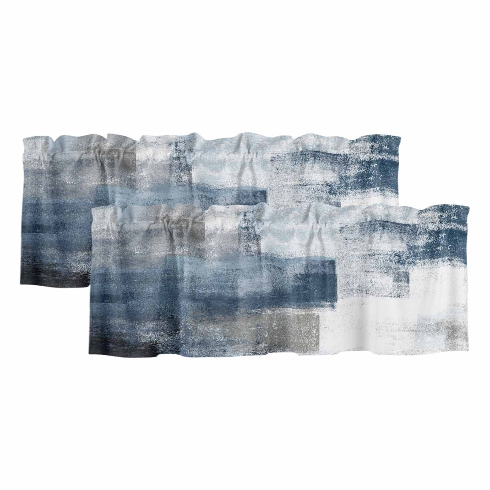 2 Pack Abstract Art Valance for Window Gradient Dark Blue Vintage ...
