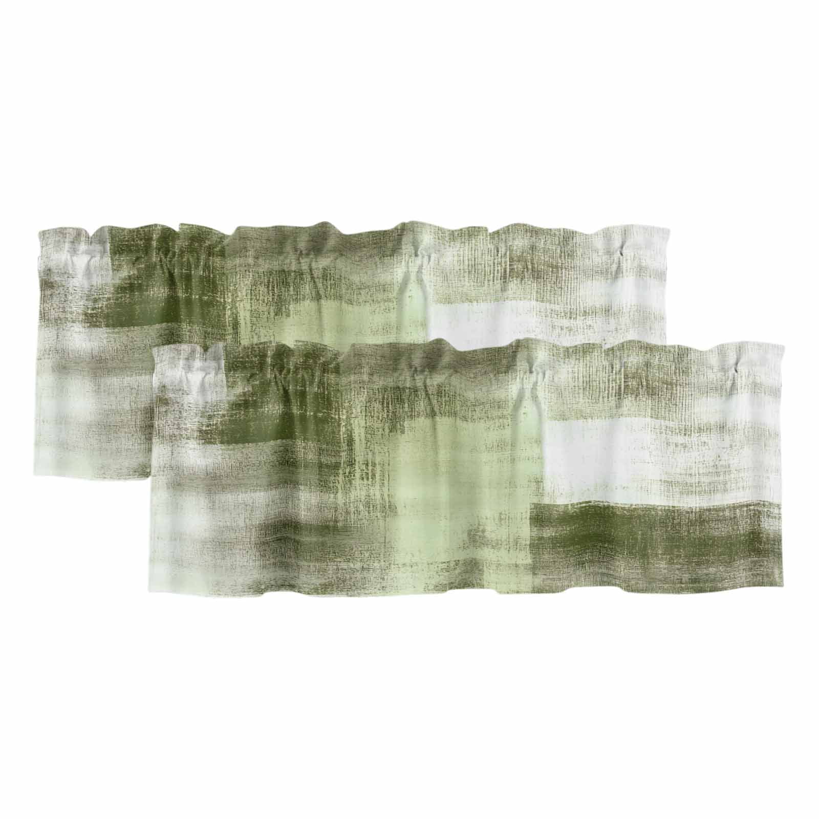 2 Pack Abstract Art Valance for Window Vintage Green Collage Oil ...