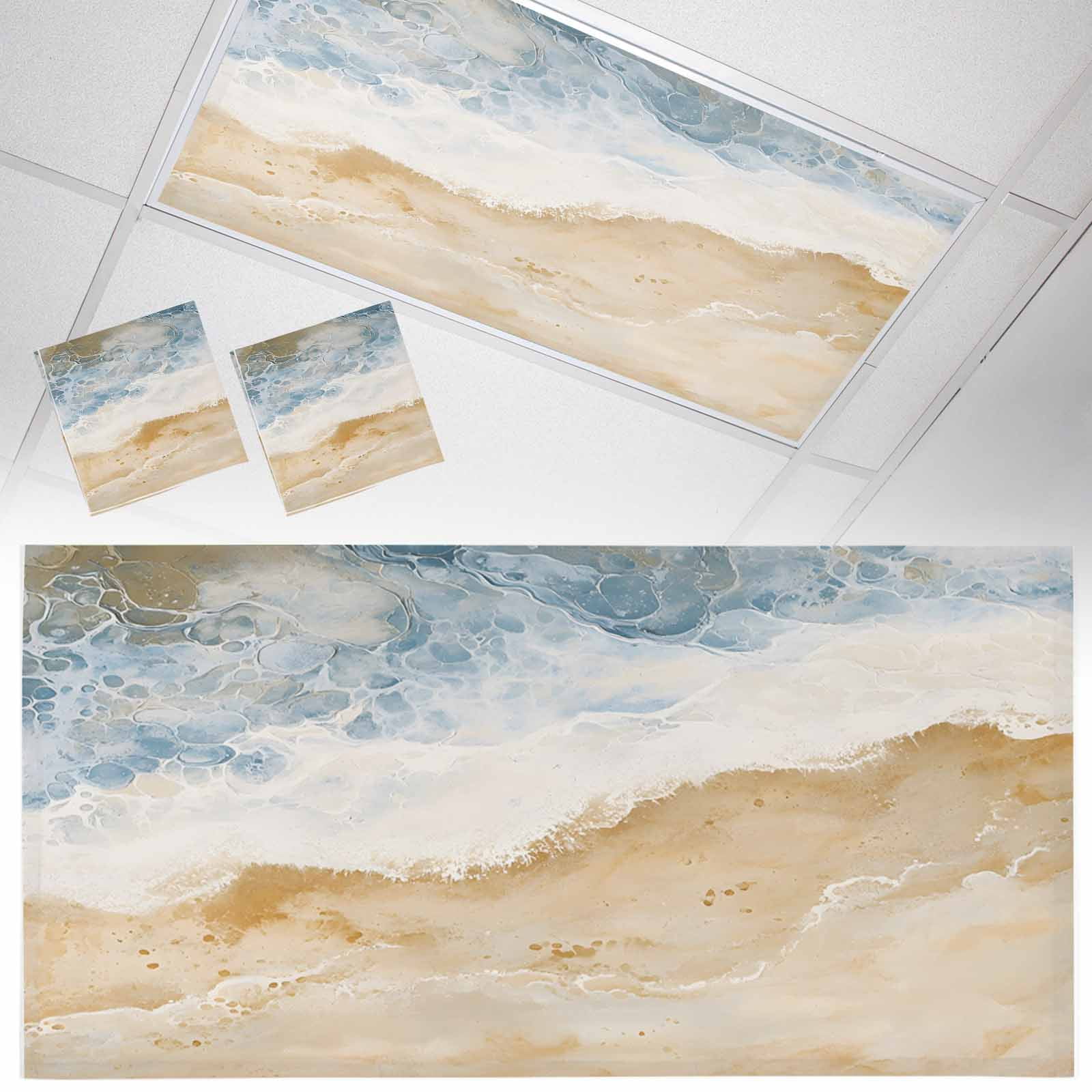 2 Pack Abstract Beach Ocean Fluorescent Light Covers for Ceiling Lights ...