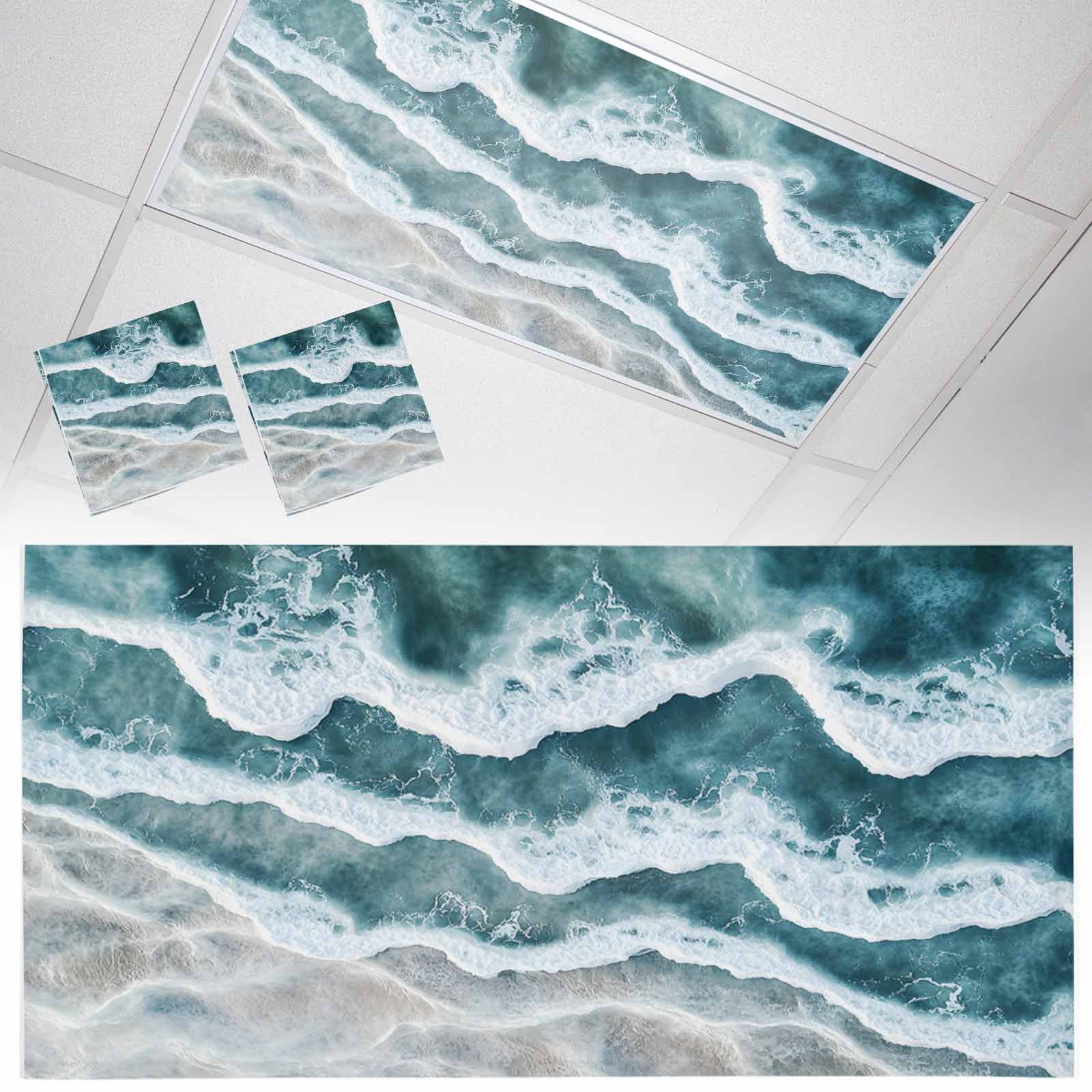 2 Pack Abstract Beach Wave Fluorescent Light Covers for Ceiling Lights ...