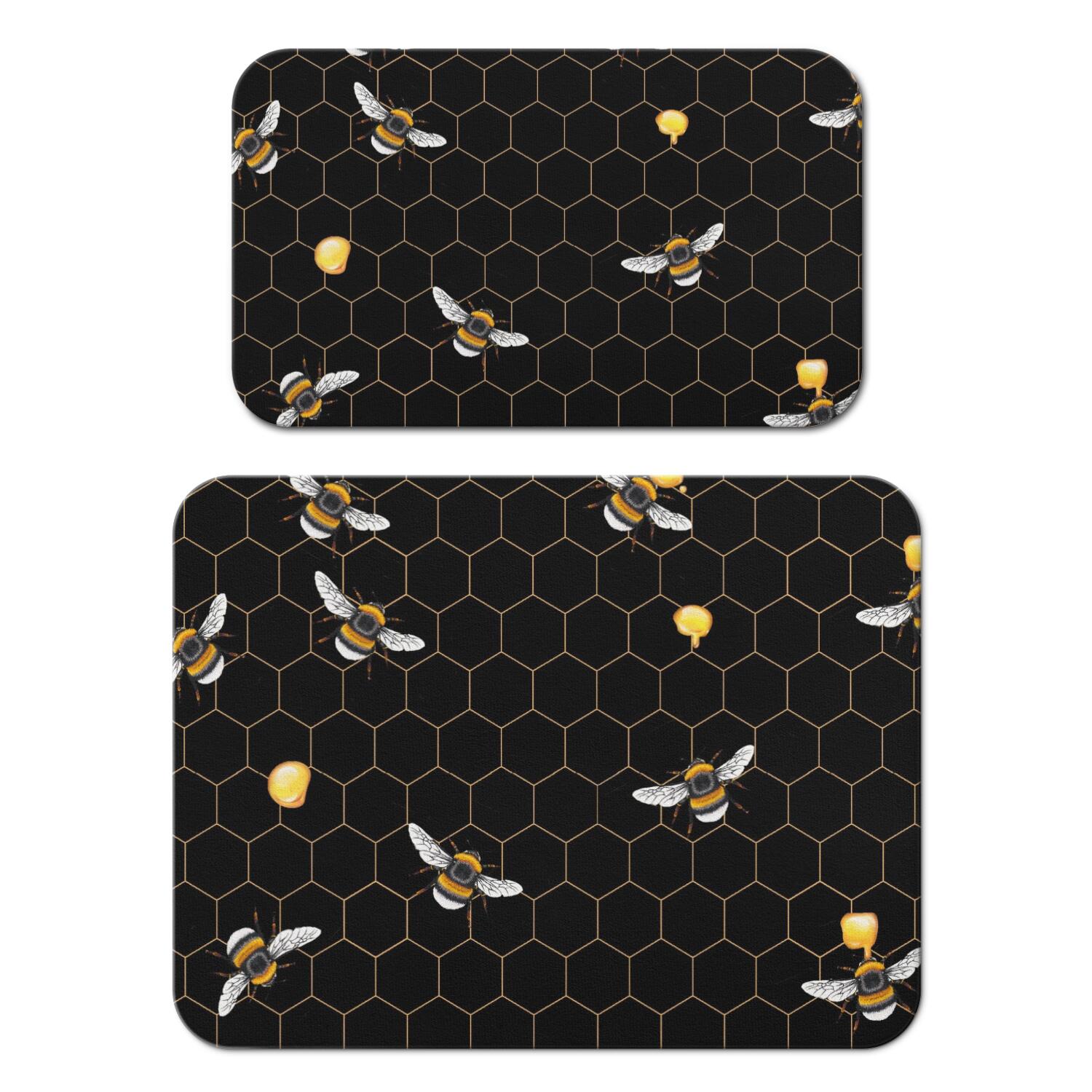 2 Pack Abstract Bee Design Coffee Station Mats - Eco-Friendly Reusable ...