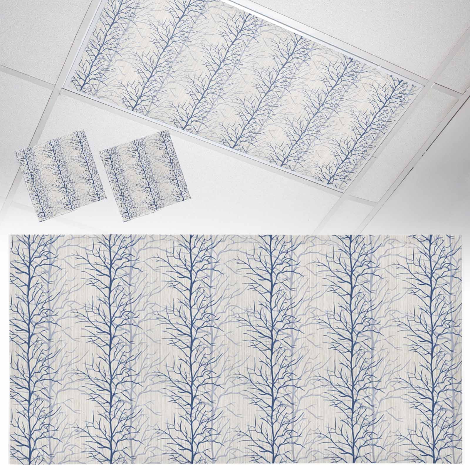 2 Pack Abstract Blue Fluorescent Light Covers for Ceiling Lights Tree ...