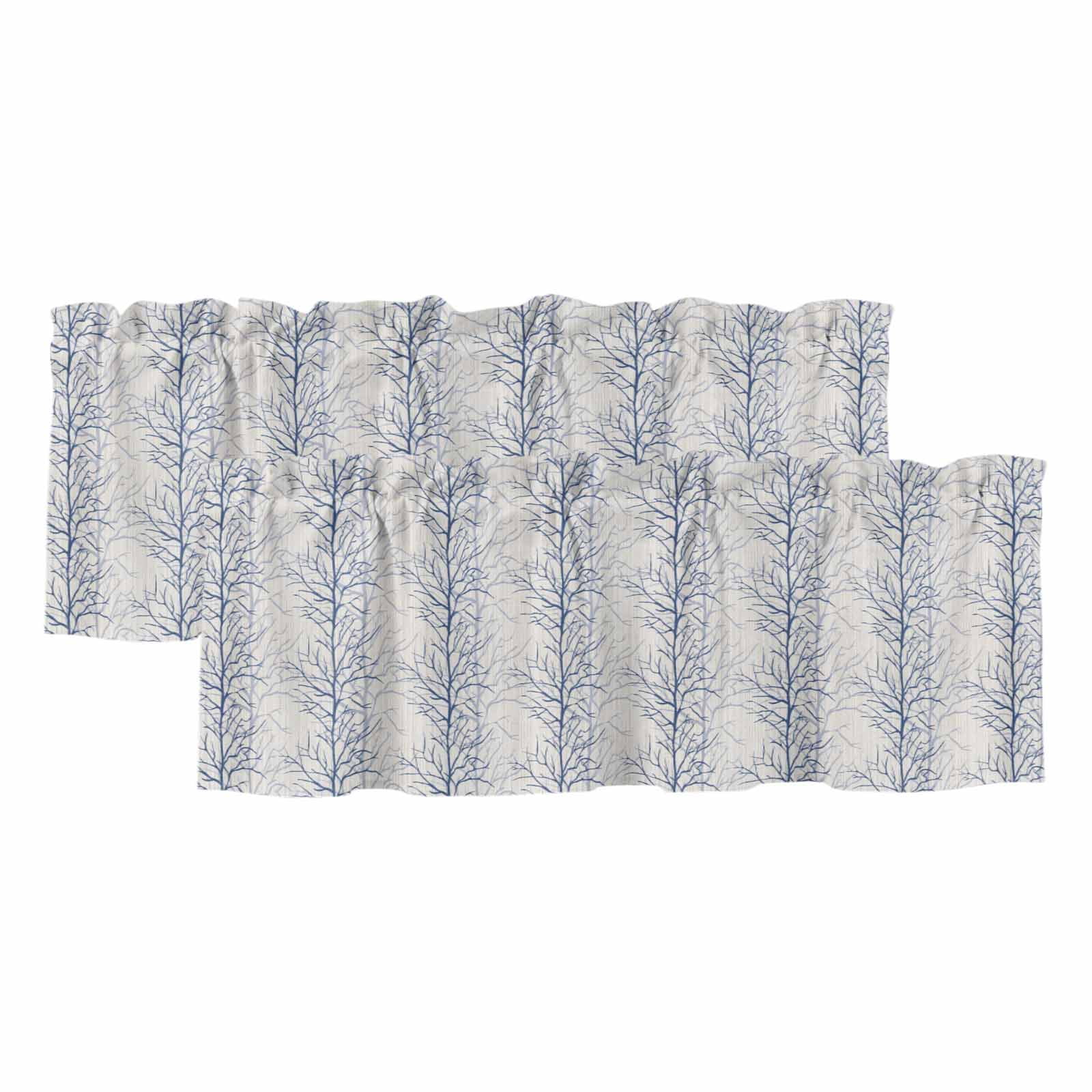 2 Pack Abstract Blue Valance for Window Tree Branch Pattern Kitchen ...