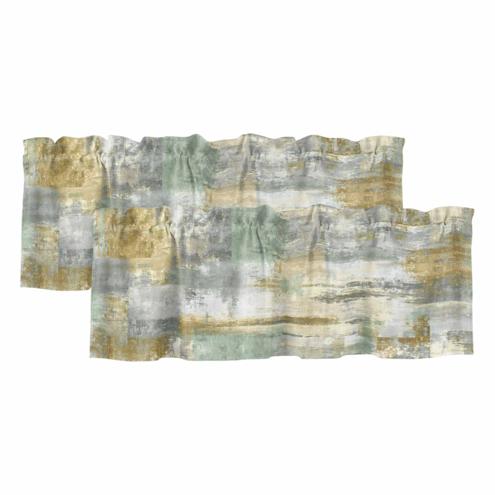 2 Pack Abstract Brown Beige Art Valance for Window Vintage Mottled ...
