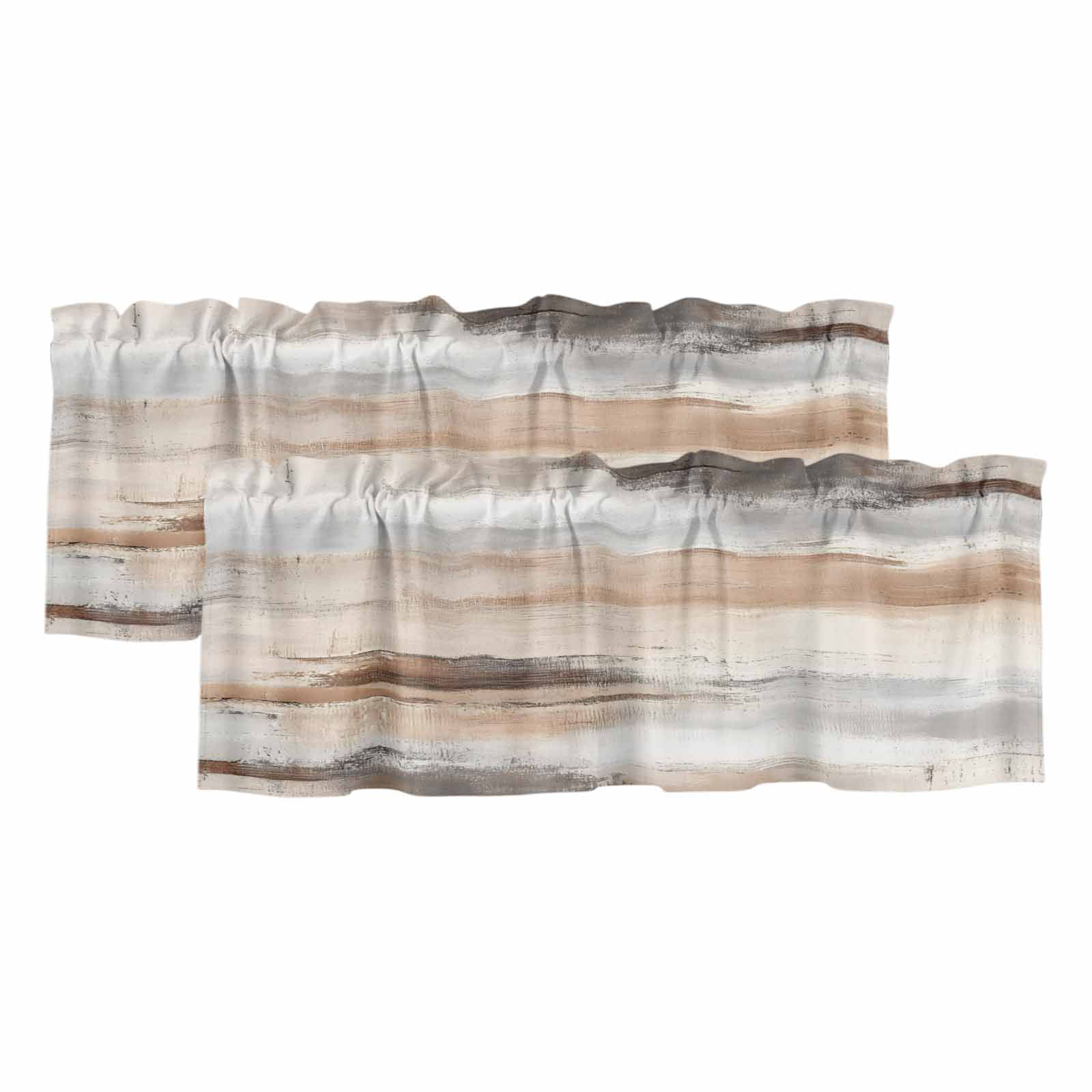 2 Pack Abstract Brown Valance for Window Gradient Modern Street Art ...