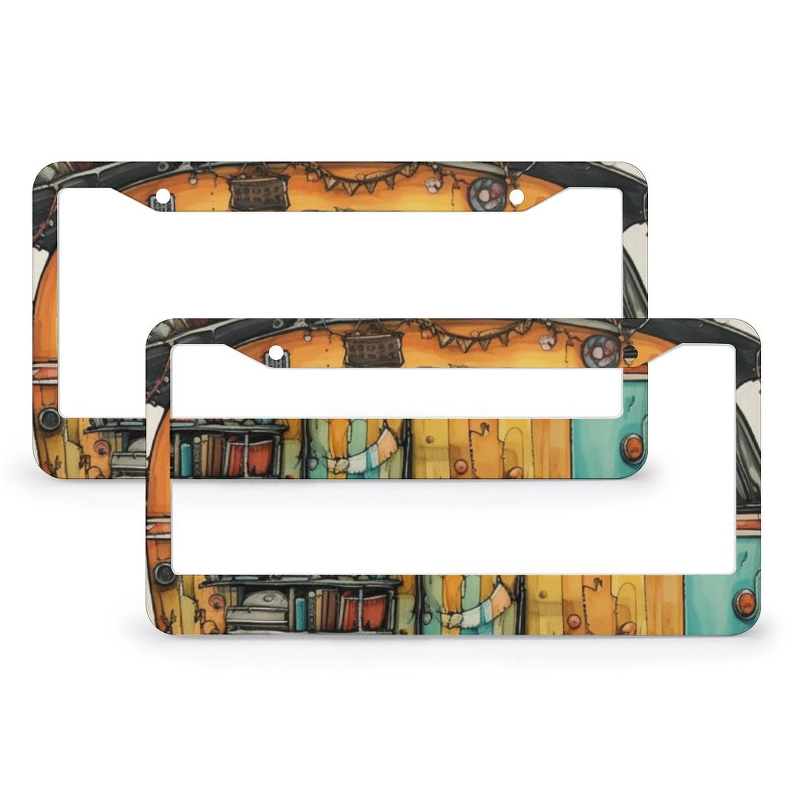 2 Pack Abstract Camper License Plate Cover Camping Vintage Personalized ...