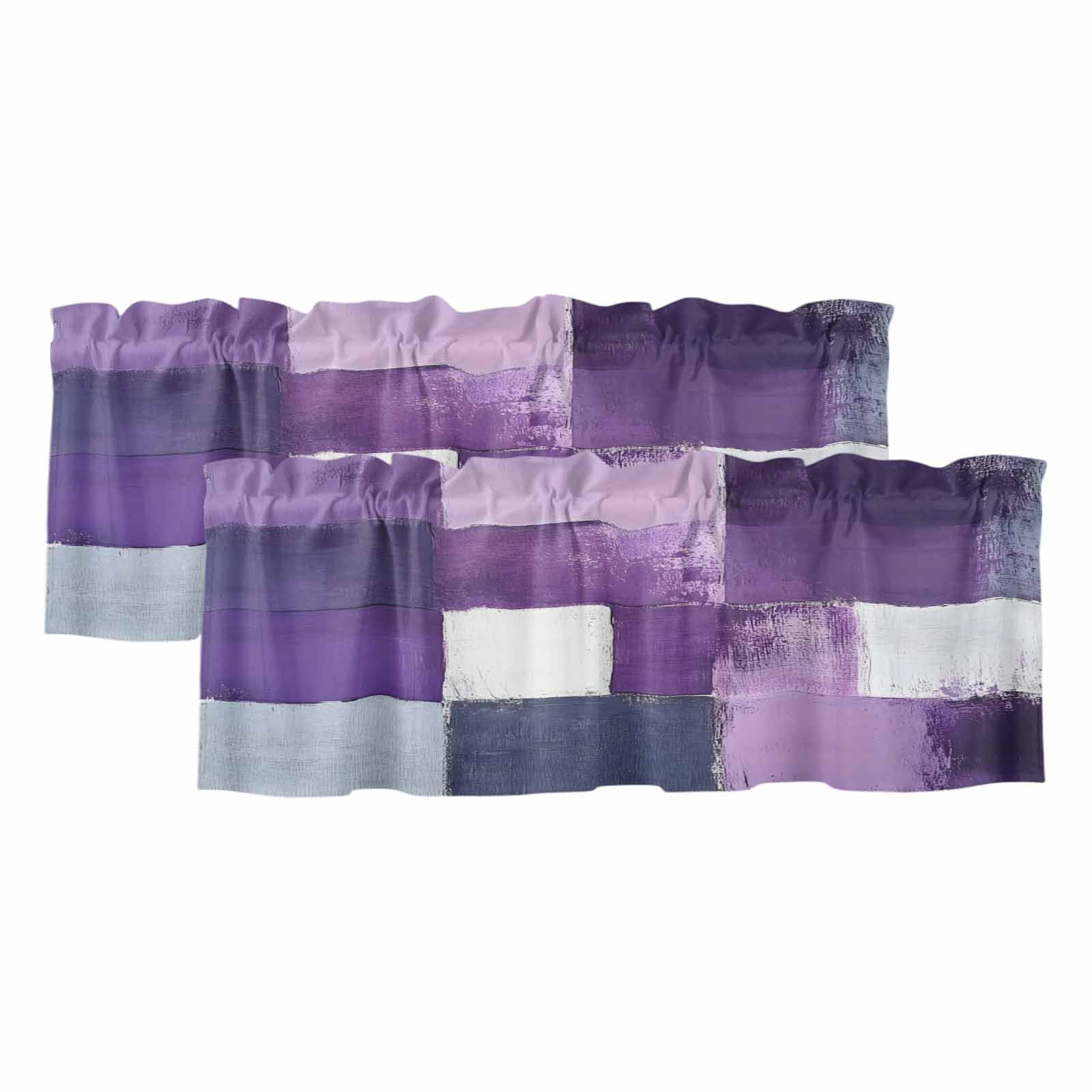 2 Pack Abstract Color Block Valance for Window Dark Purple Block Oil ...