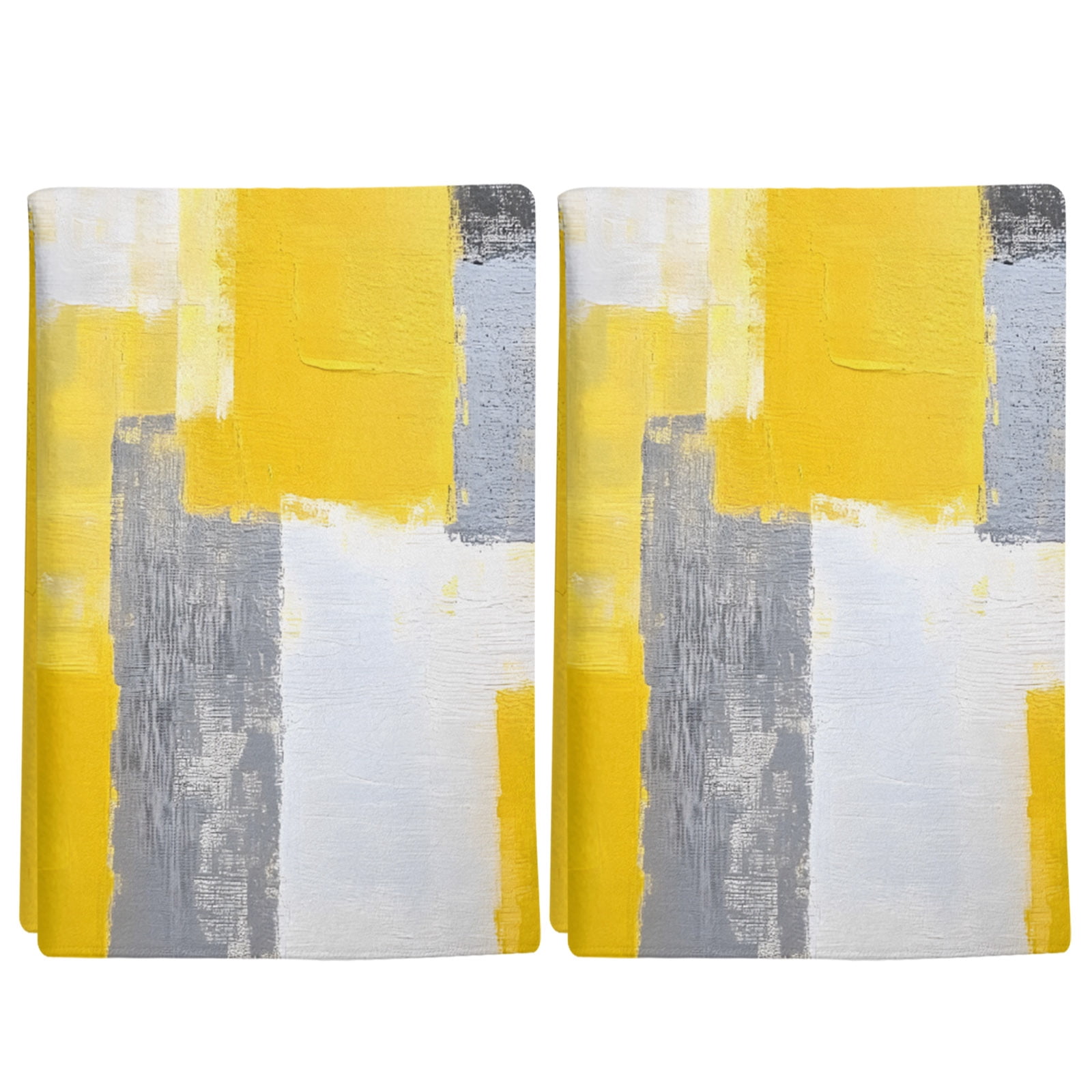 2 Pack Abstract Color Stitching Kitchen Towels Yellow Gray Wavy Pattern ...
