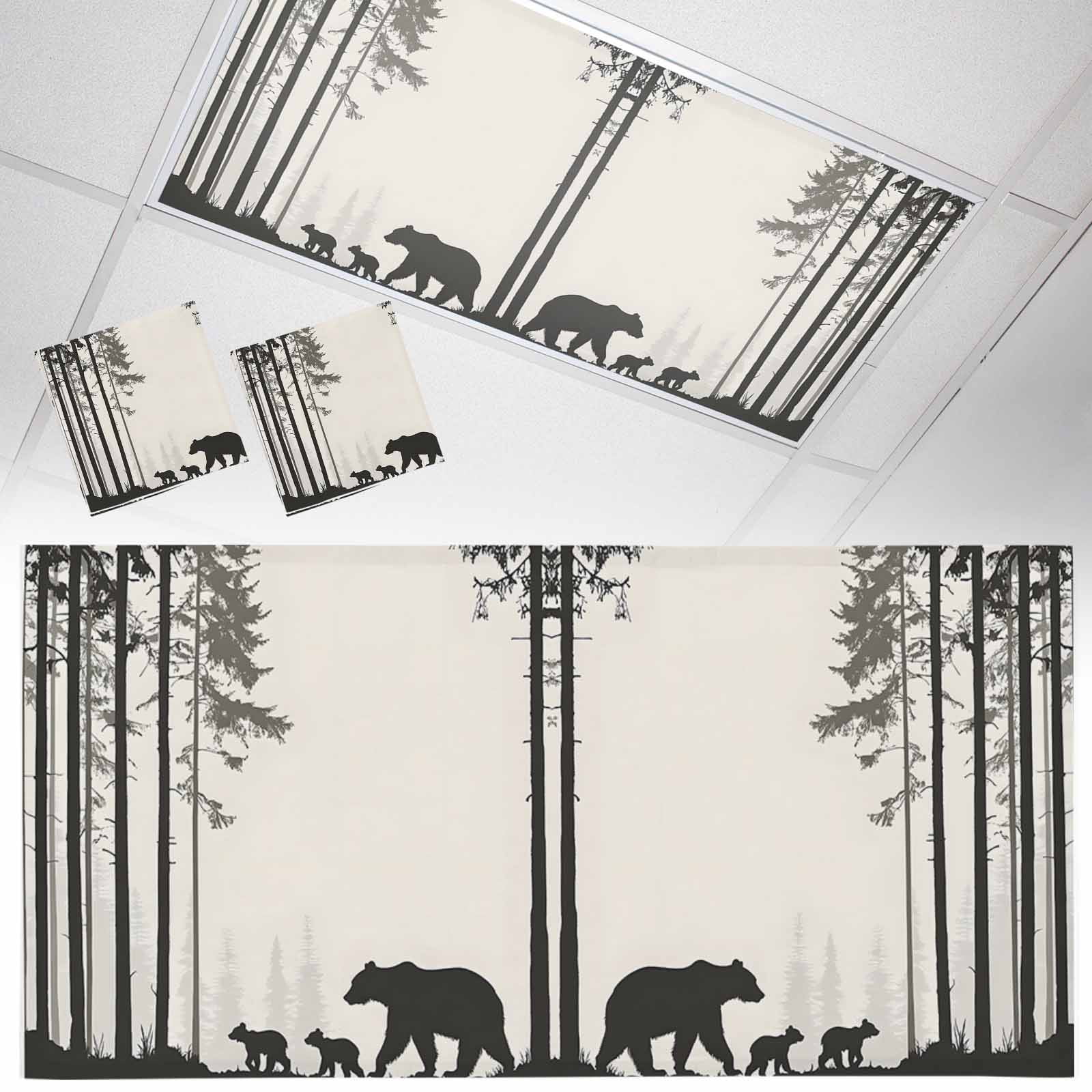 2 Pack Abstract Fluorescent Light Covers for Ceiling Lights Forest ...