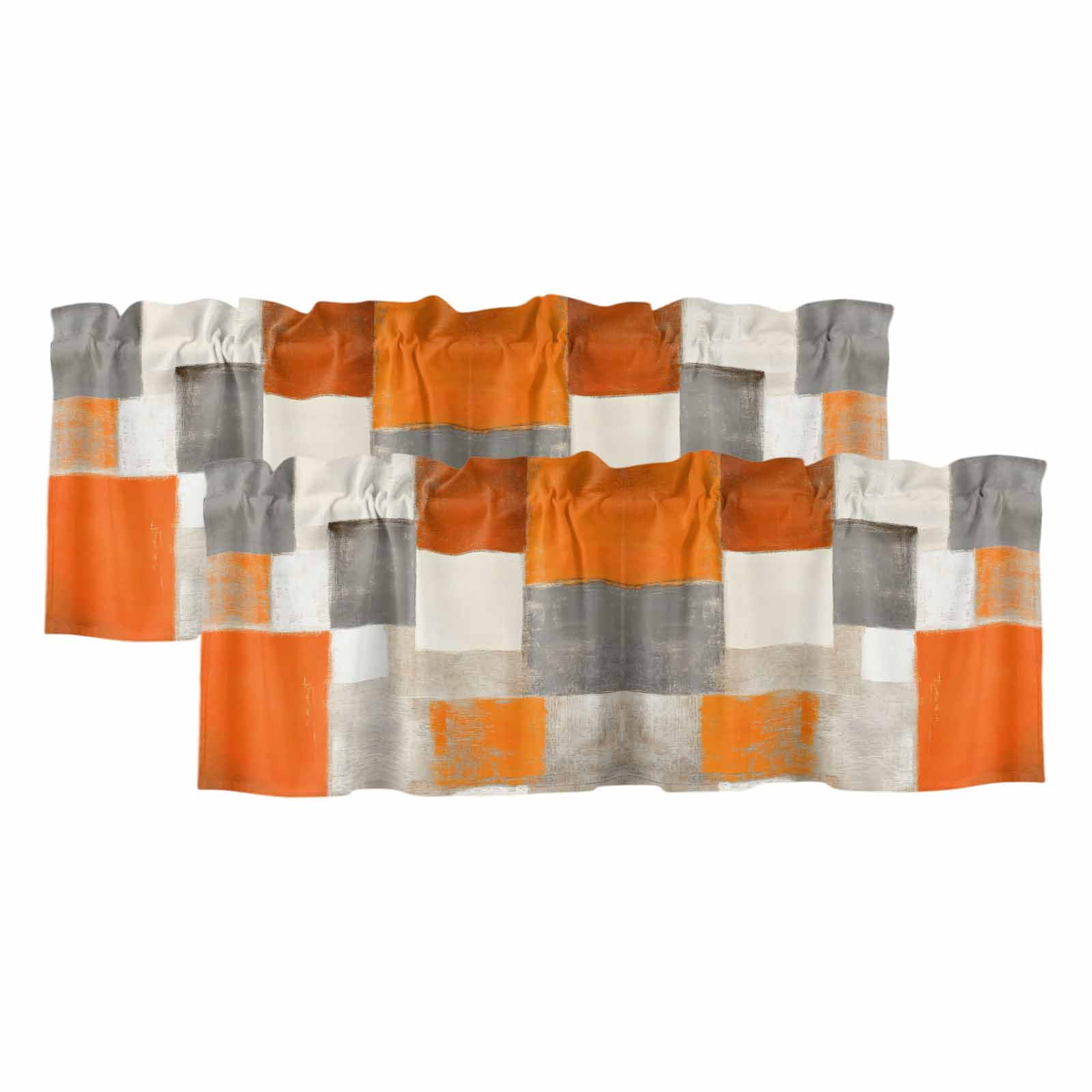 2 Pack Abstract Gary Orange Paint Valance for Window Retro Mottled Oil ...