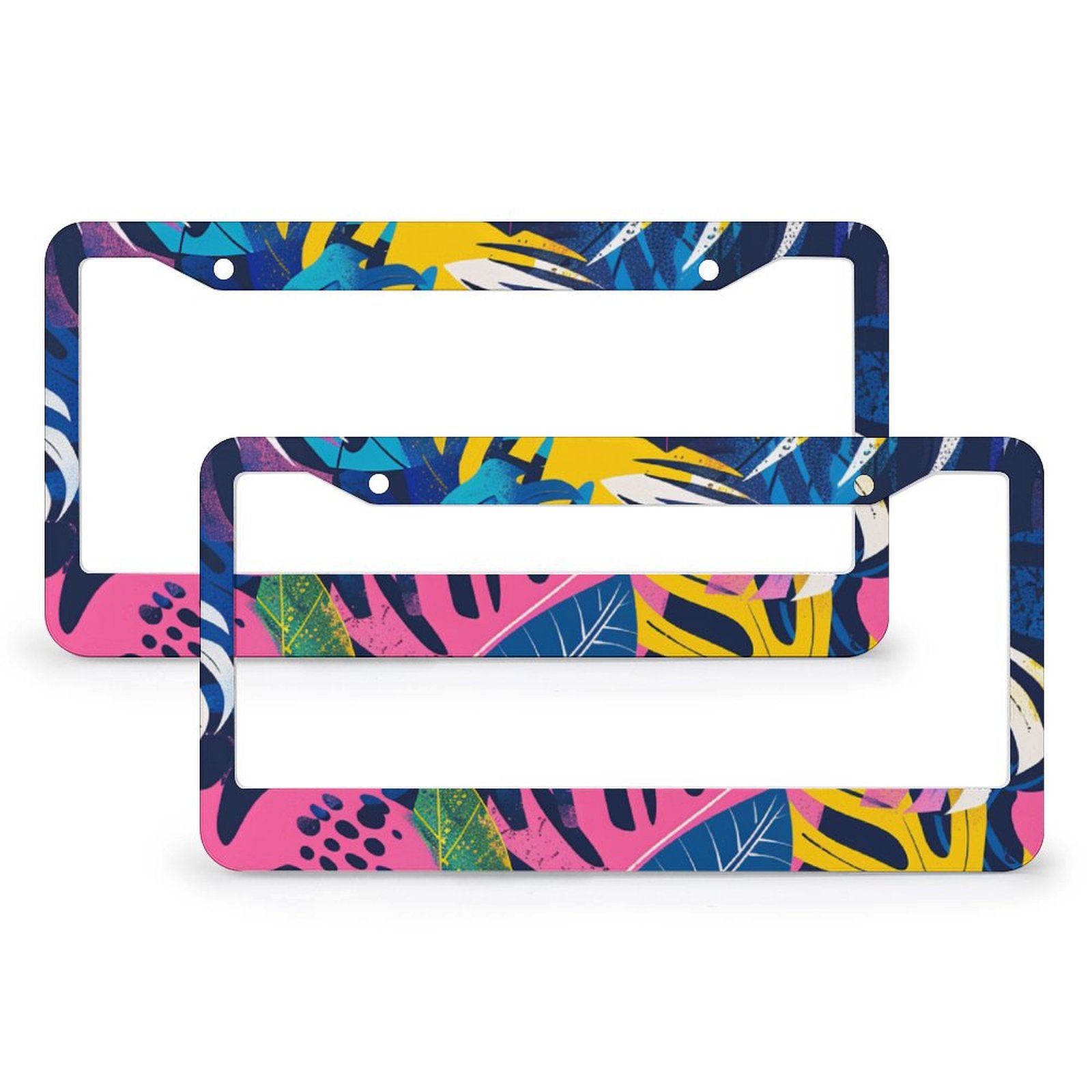 2 Pack Abstract Geometric Tropical Leaf License Plate Frames Boho ...