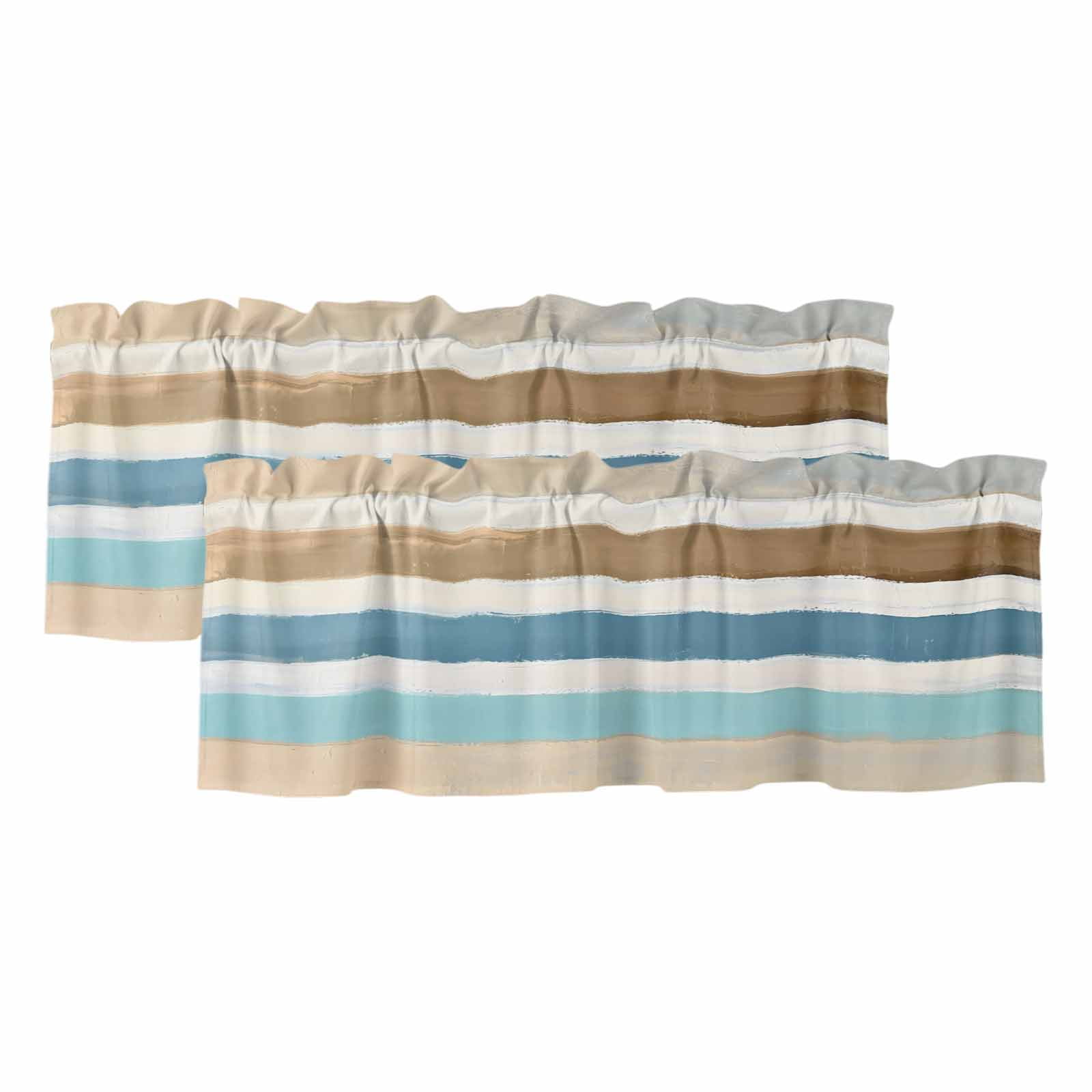 2 Pack Abstract Gradient Stripe Valance for Window Blue Brown ...