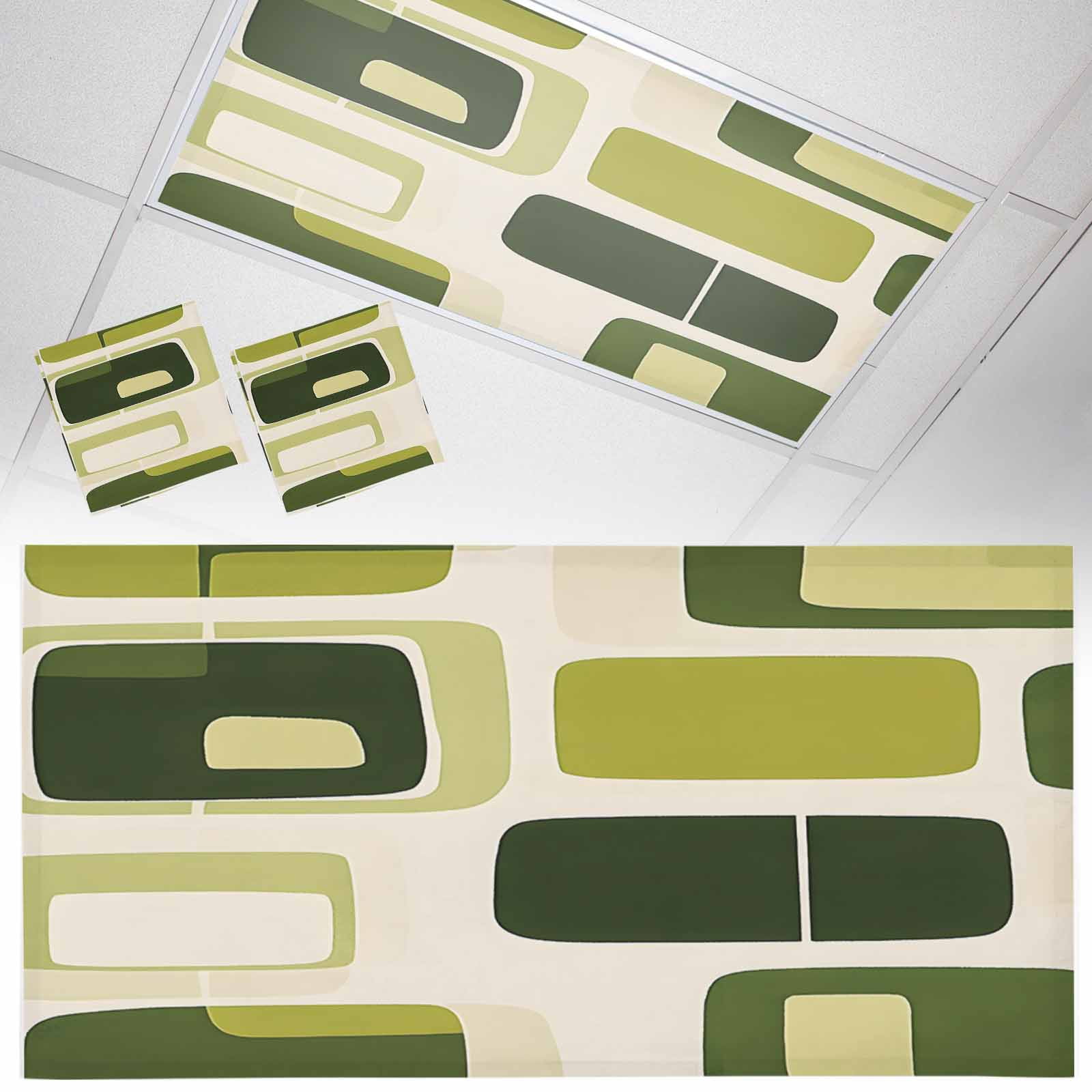 2 Pack Abstract Green Block Fluorescent Light Covers for Ceiling Lights ...