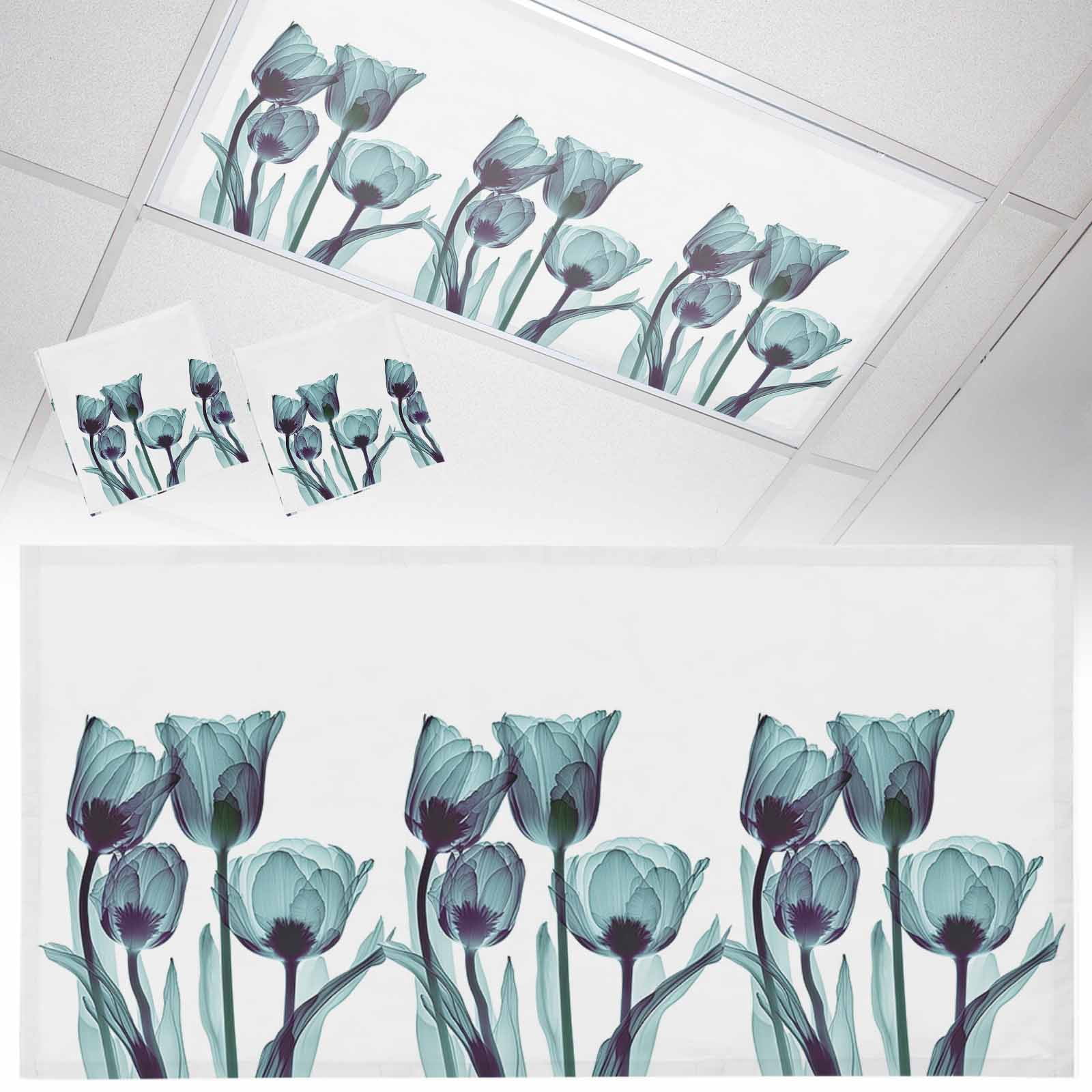 2 Pack Abstract Green Fluorescent Light Covers for Ceiling Lights Tulip ...
