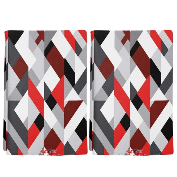 2 Pack Abstract Kitchen Towels Red Black Geometric Modern Design ...