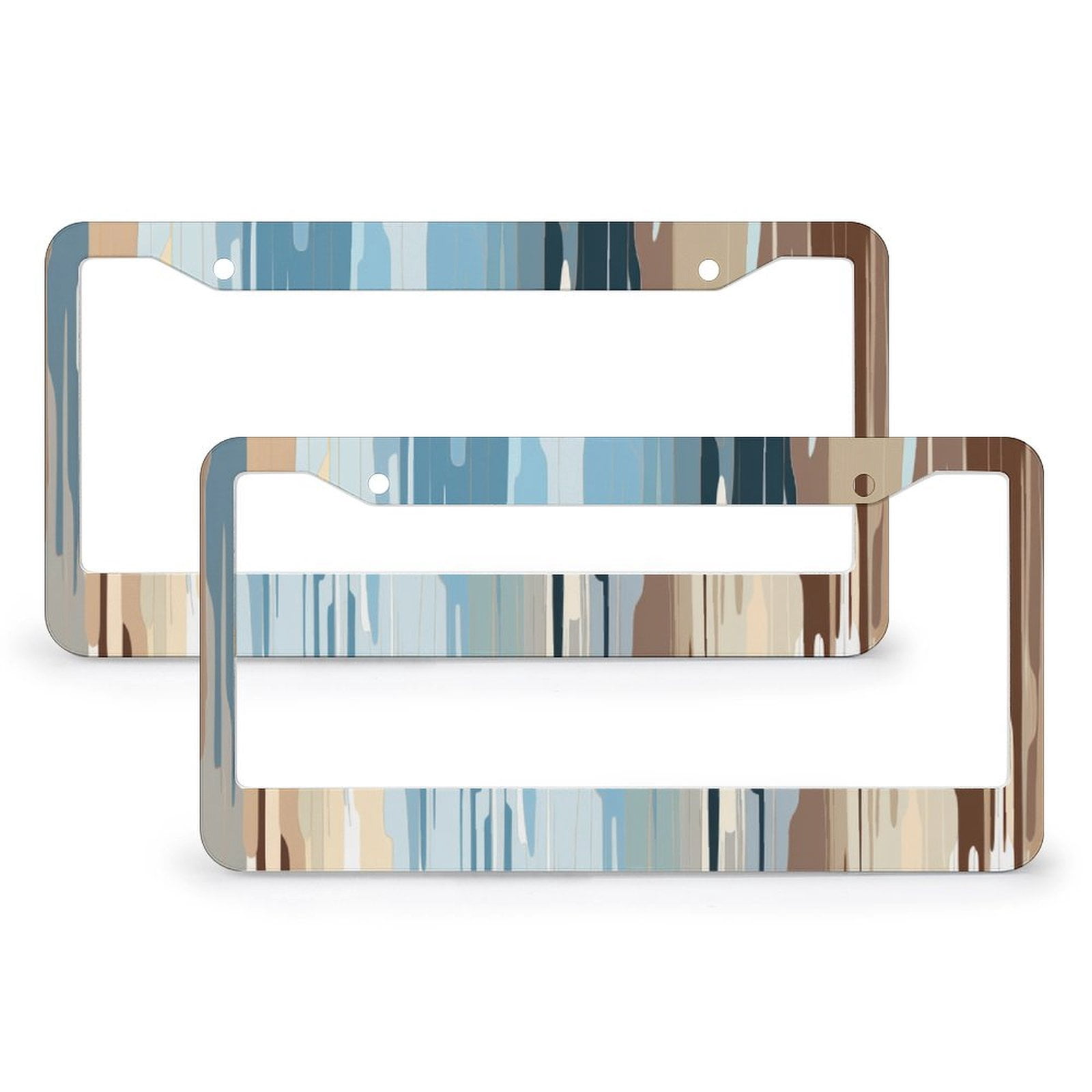 2 Pack Abstract Lines Pattern Blue Brown License Plate Frame 70s Style ...