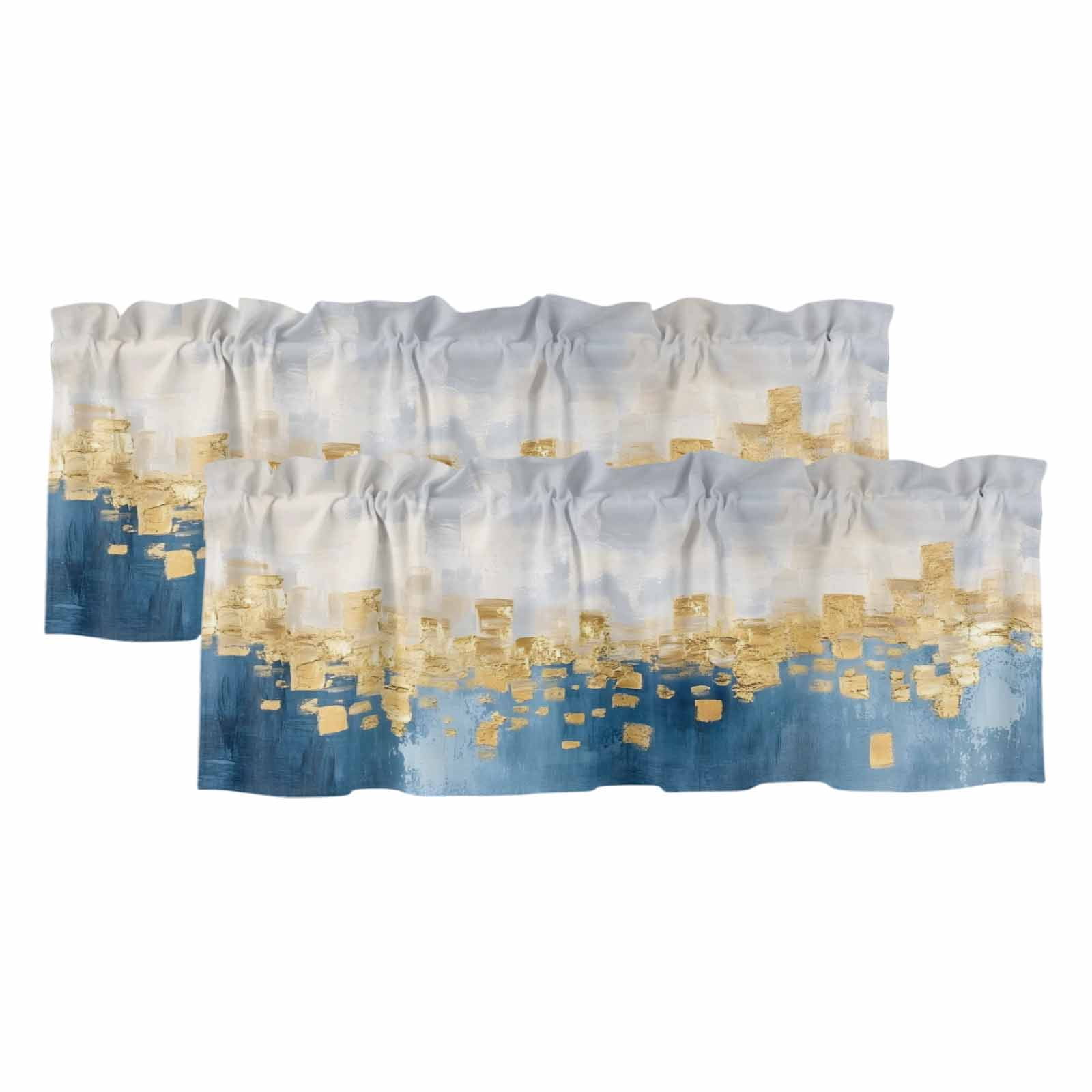 2 Pack Abstract Modern Art Valance for Window Blue Yellow Street Art ...