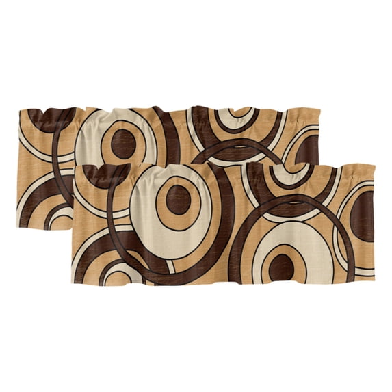 2 Pack Abstract Nested Rings Valance for Window Retro Brown Cream ...