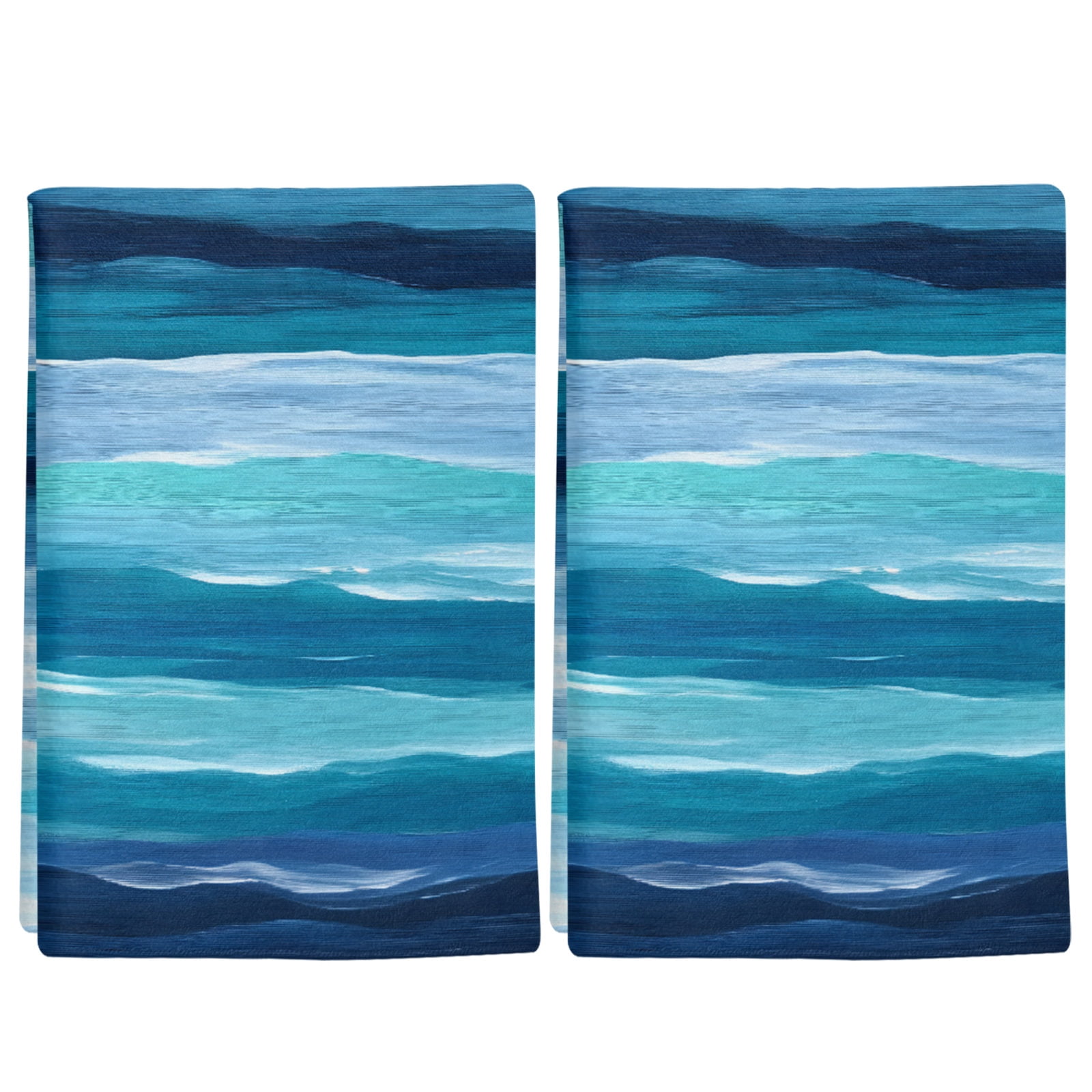 2 Pack Abstract Ocean Kitchen Towels Watercolor Ombre Wave Stripe Blue ...