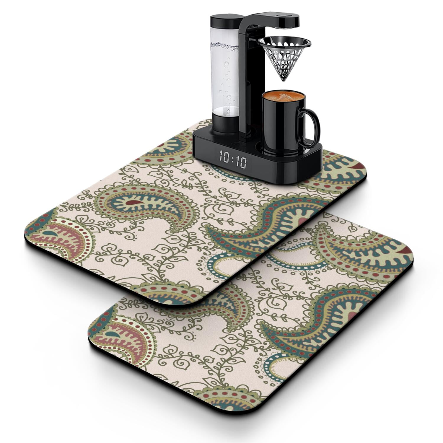2 Pack Abstract Paisley Art Coffee Station Mat Vibrant Tribal Design ...