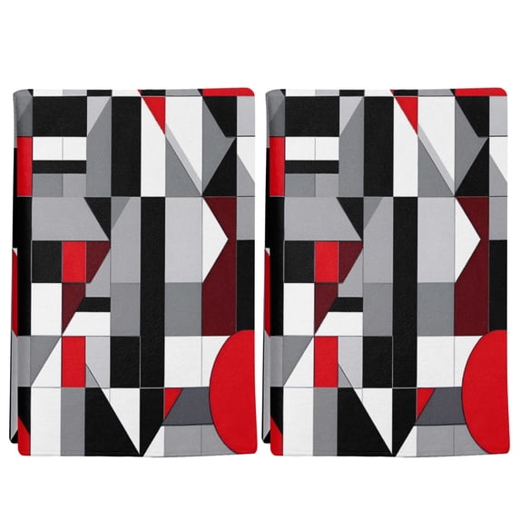 2 Pack Abstract Seamless Stitching Kitchen Towels Red Black Striped ...