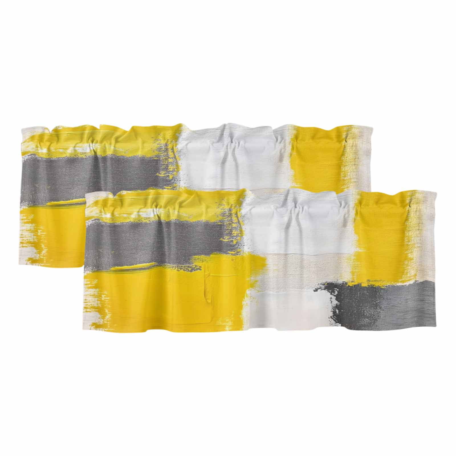 2 Pack Abstract Street Art Valance for Window Gary Yellow Color ...
