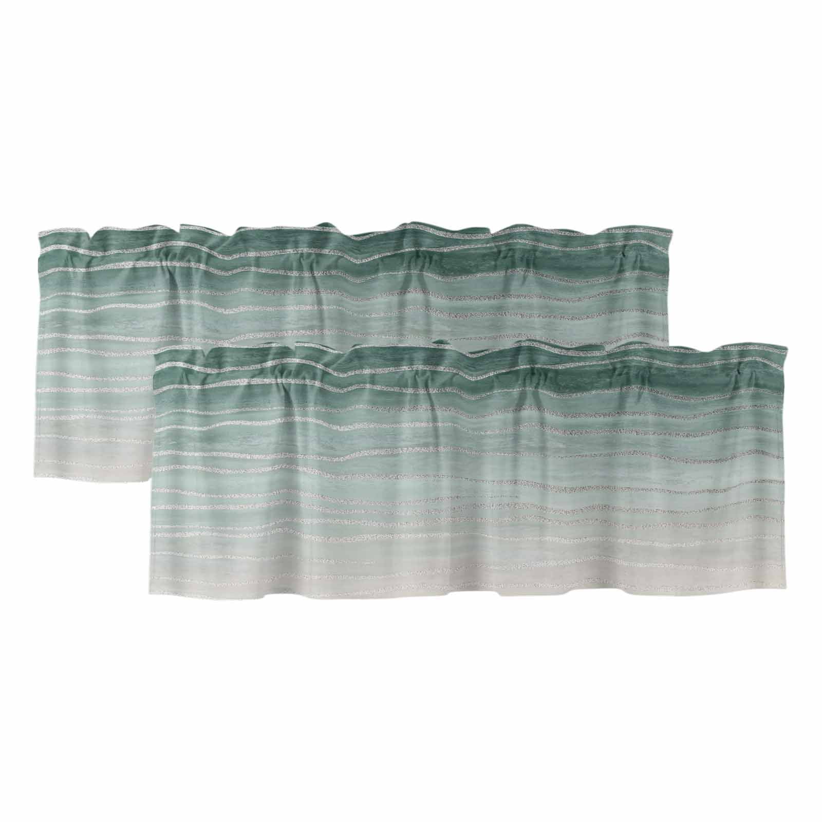 2 Pack Abstract Wave Texture Valance for Window Green Gradient ...