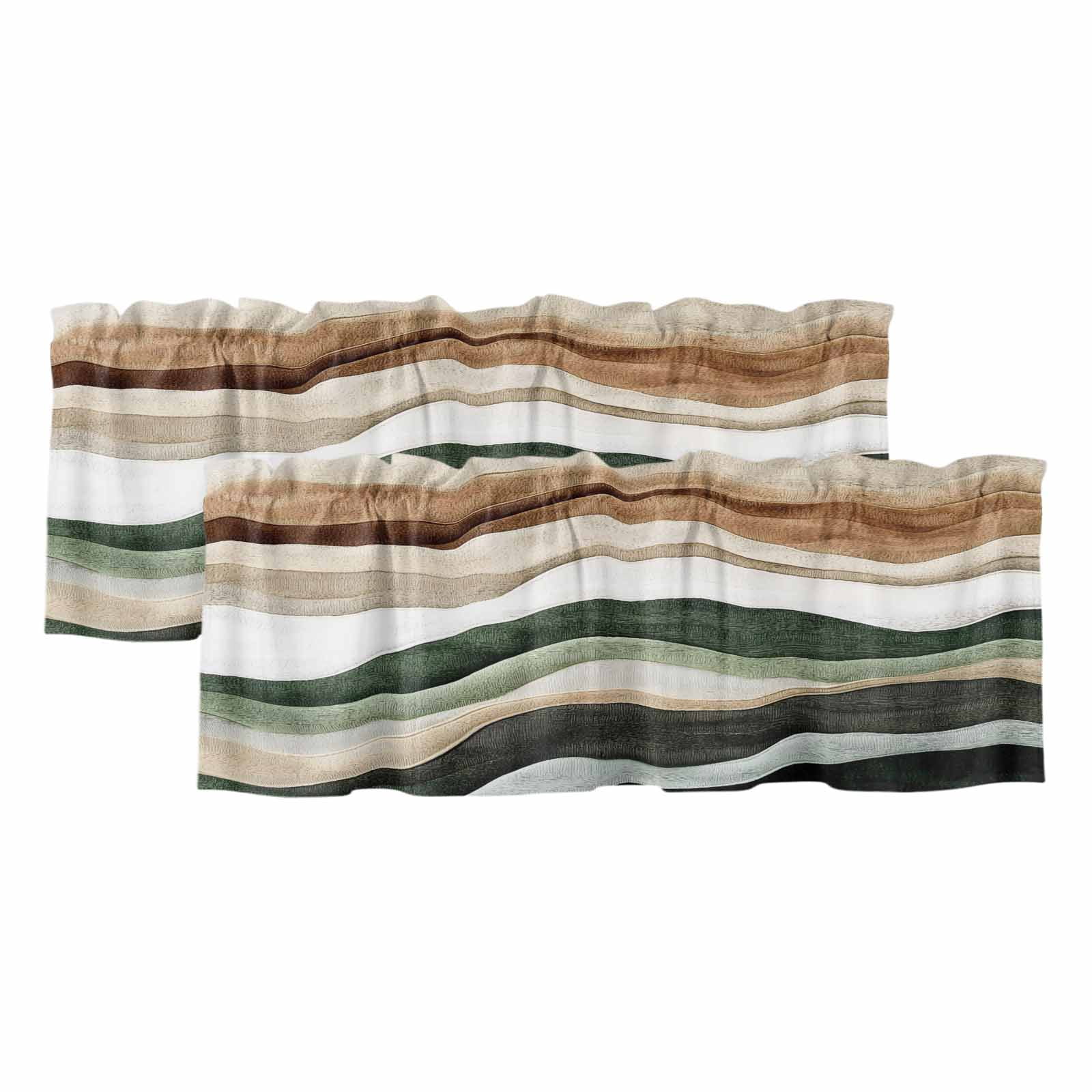 2 Pack Abstract Wave Texture Valance for Window Retro Brown Brown Bump ...