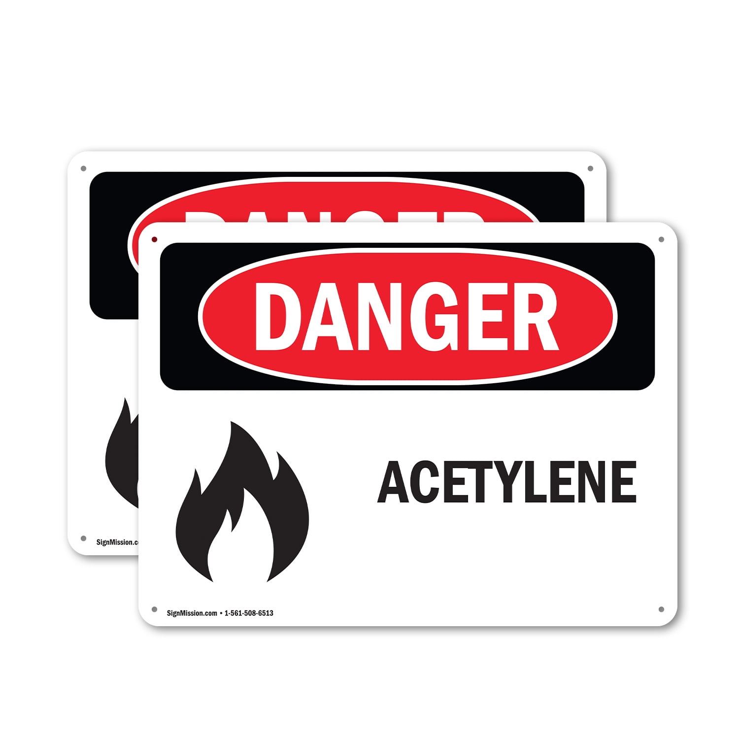 (2 Pack) Acetylene OSHA Danger Sign 24 Inch X 18 Inch Indoor / Outdoor ...