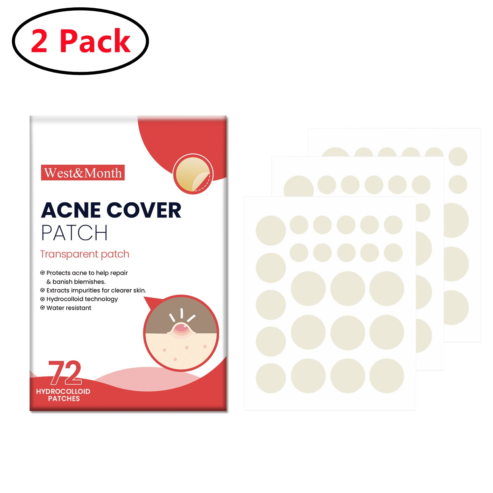 2 Pack Acne Spot Dots | Hydrocolloid Acne Patches | For Zits, Blemishes ...
