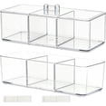 2 Pack Acrylic 3-Compartment Organizer Box, Storage Box with Lid, Clear ...
