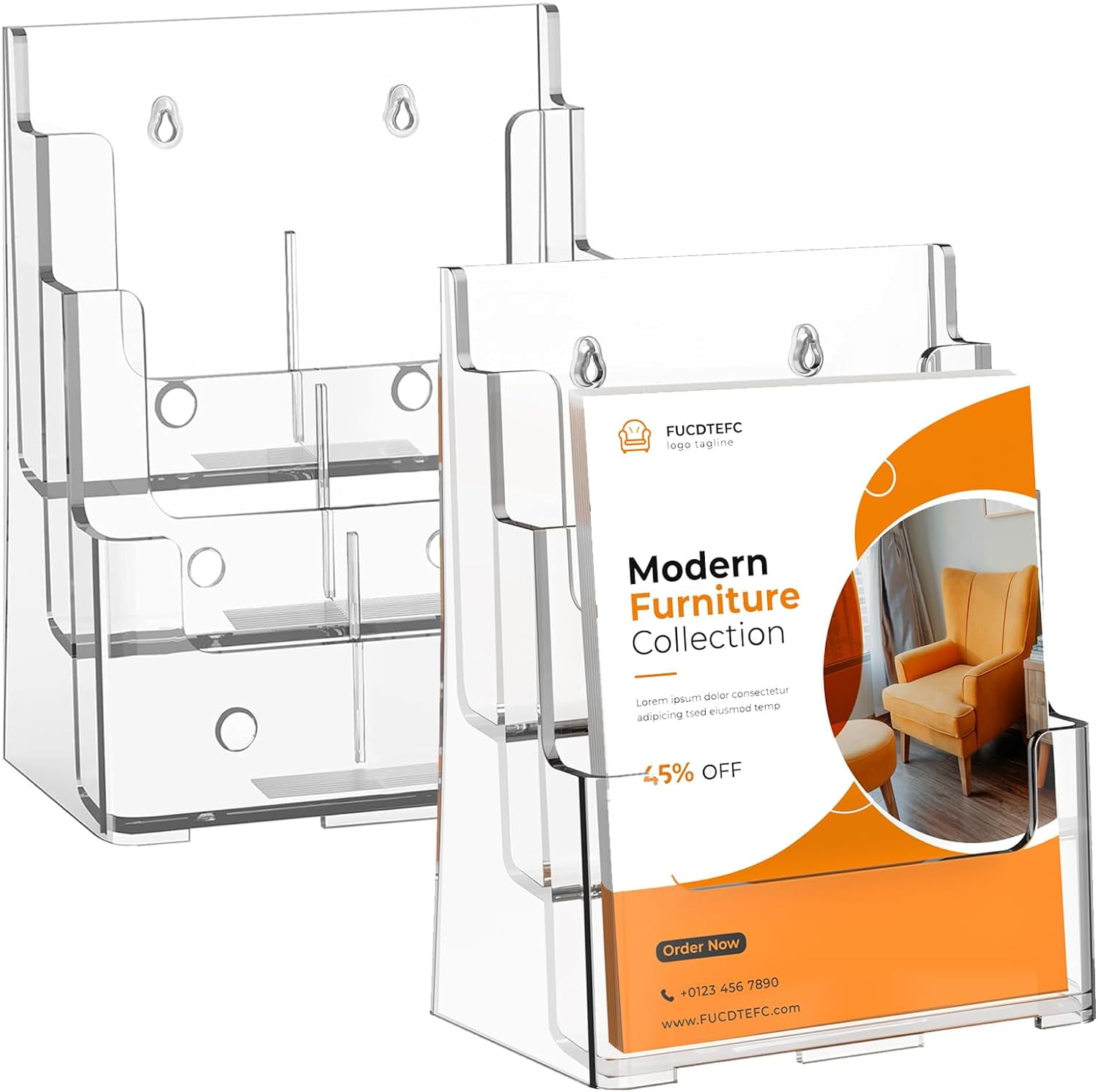 2 Pack Acrylic Brochure Holder 8.5x11 & 4 x9 Inches Universal Clear 3 ...