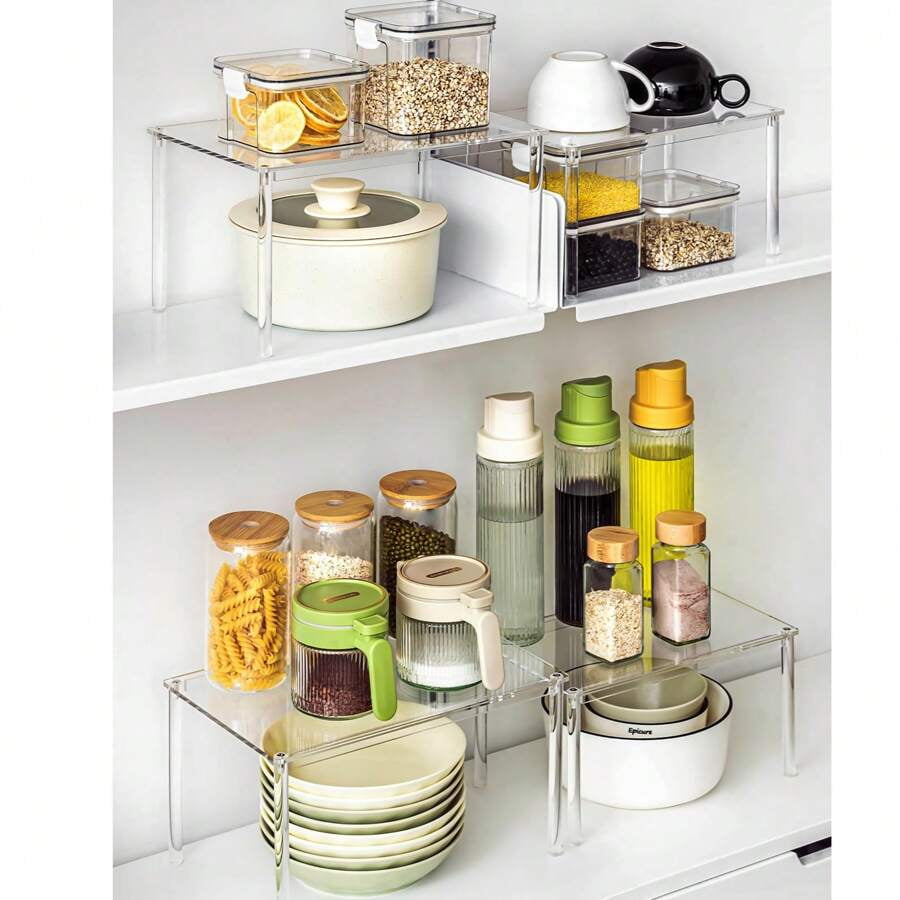 2 Pack Acrylic Cabinet Organizer, Rack Organizer For Cabinet, Desk ...