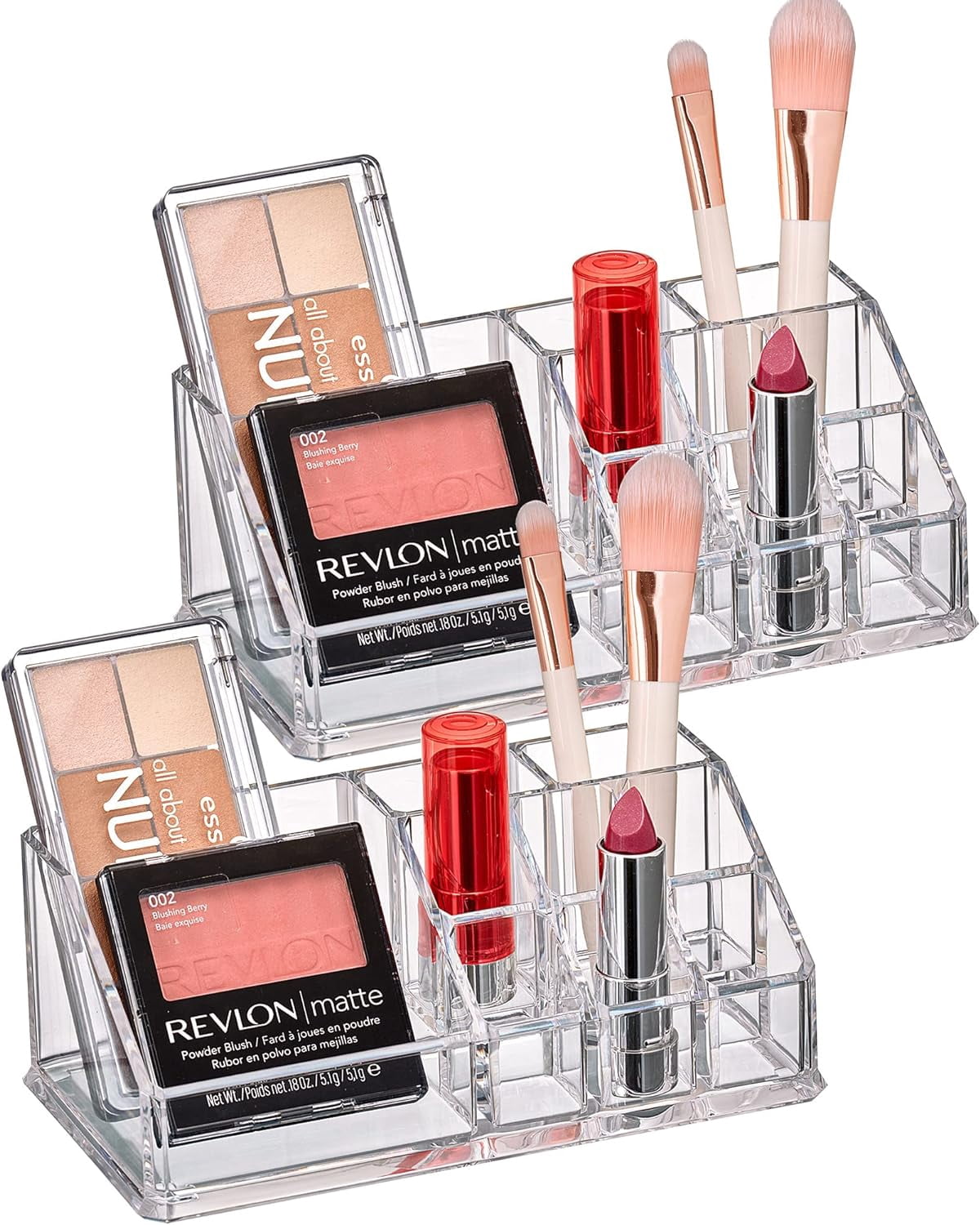 2-Pack Acrylic Cosmetic Organizer, Transparent Plastic Makeup Holder ...