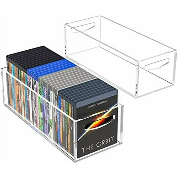 2-Pack Acrylic DVD/CD Storage Boxes - Organizer for Blu-rays, Games ...