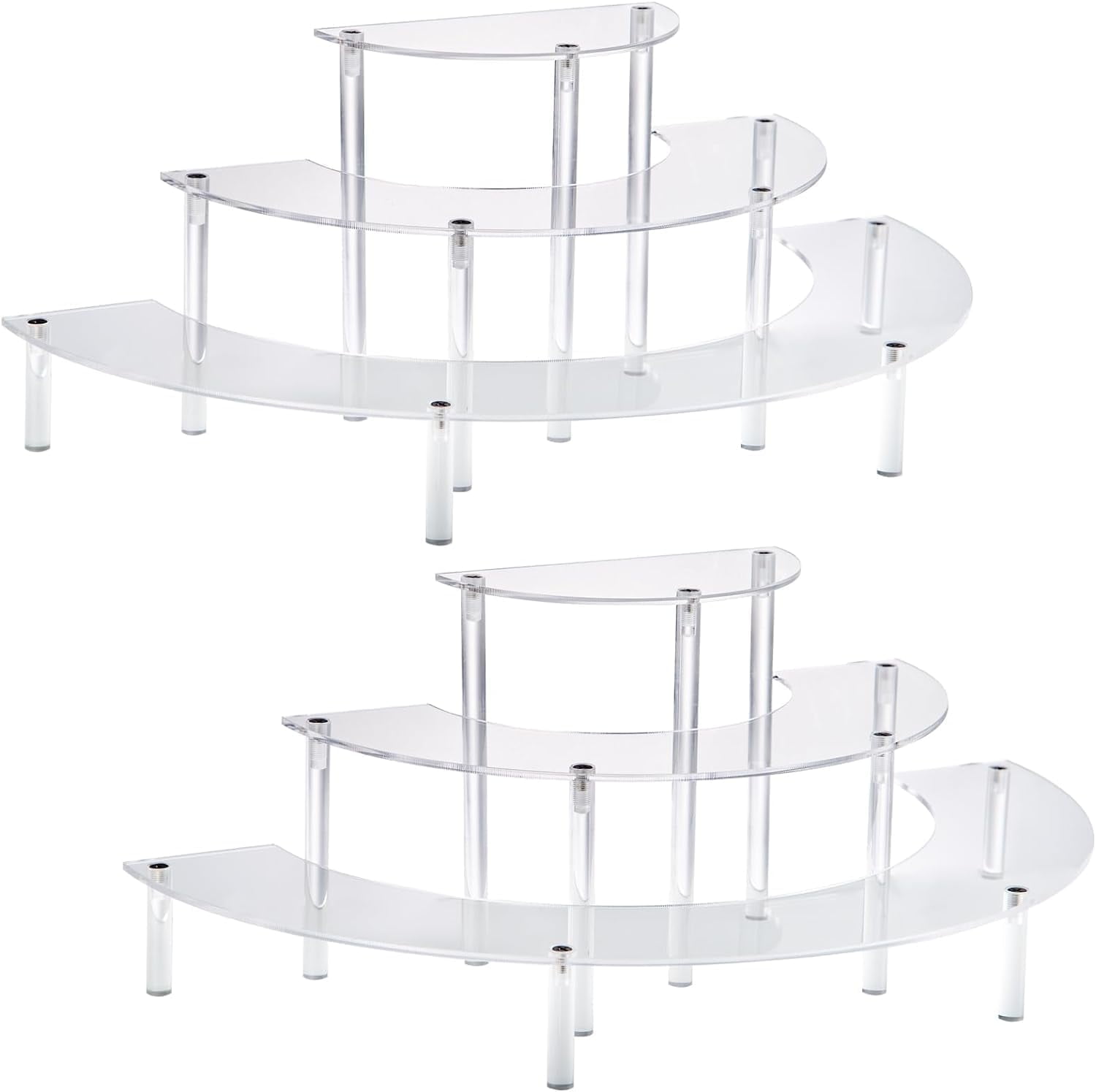 clackibukvyz 2 Pack Acrylic Display Risers, 3 Tier Half Moon Dessert ...