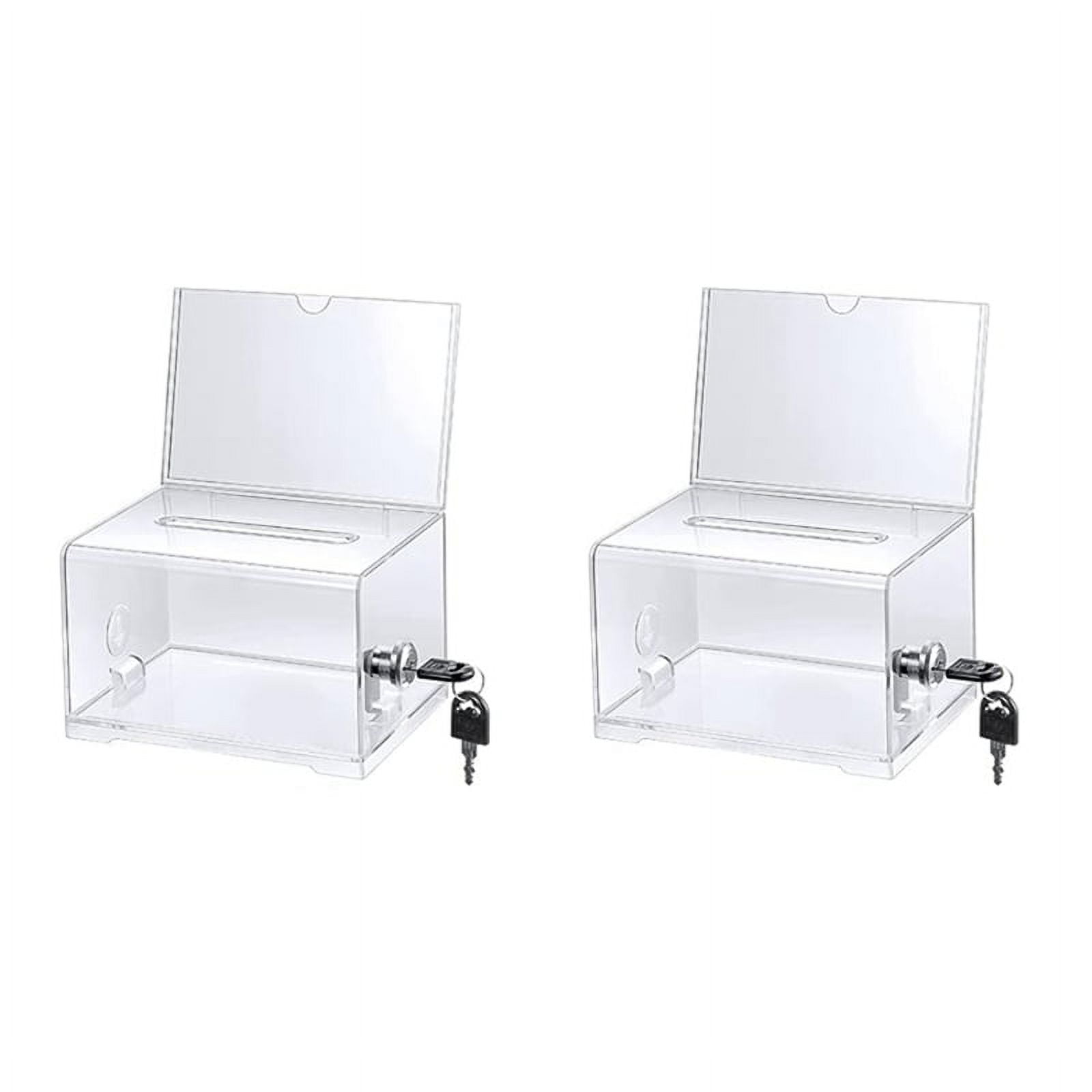 2 Pack Acrylic Donation Box with Lock, Clear Ballot Box with Sign ...