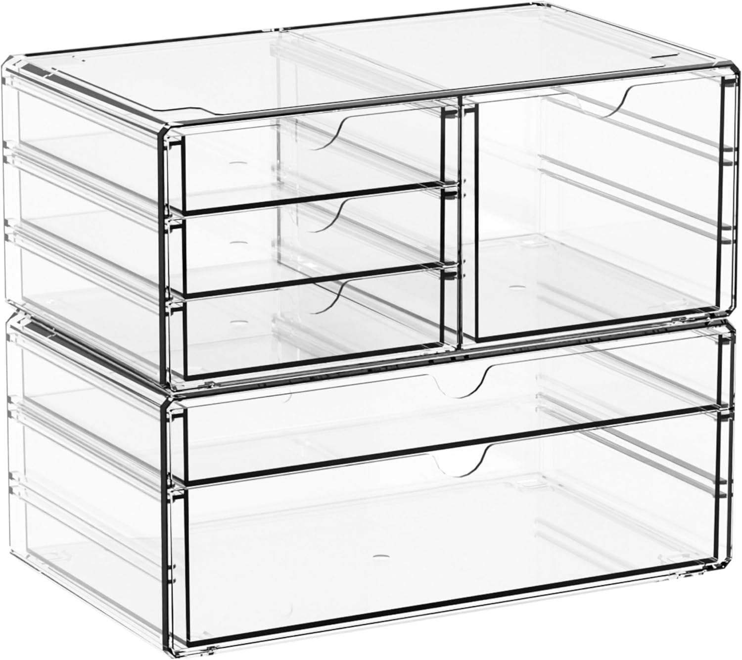 2 Pack Acrylic Drawer Organizer With 6 Drawers,Stackable 11.1” Large ...