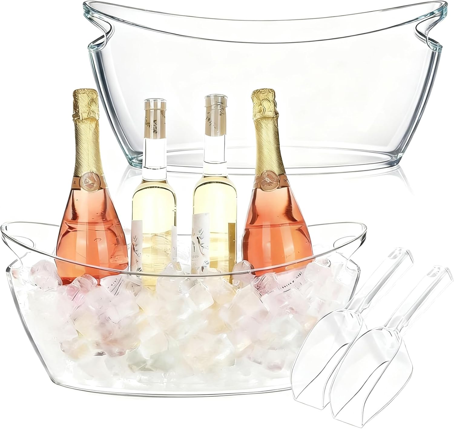 2-Pack Acrylic Ice Buckets with Scoops, 5.5L Clear ice Buckets for ...