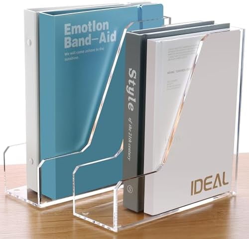 2 Pack Acrylic Magazine File Holder, Vertical File Sorter Holders Desk ...