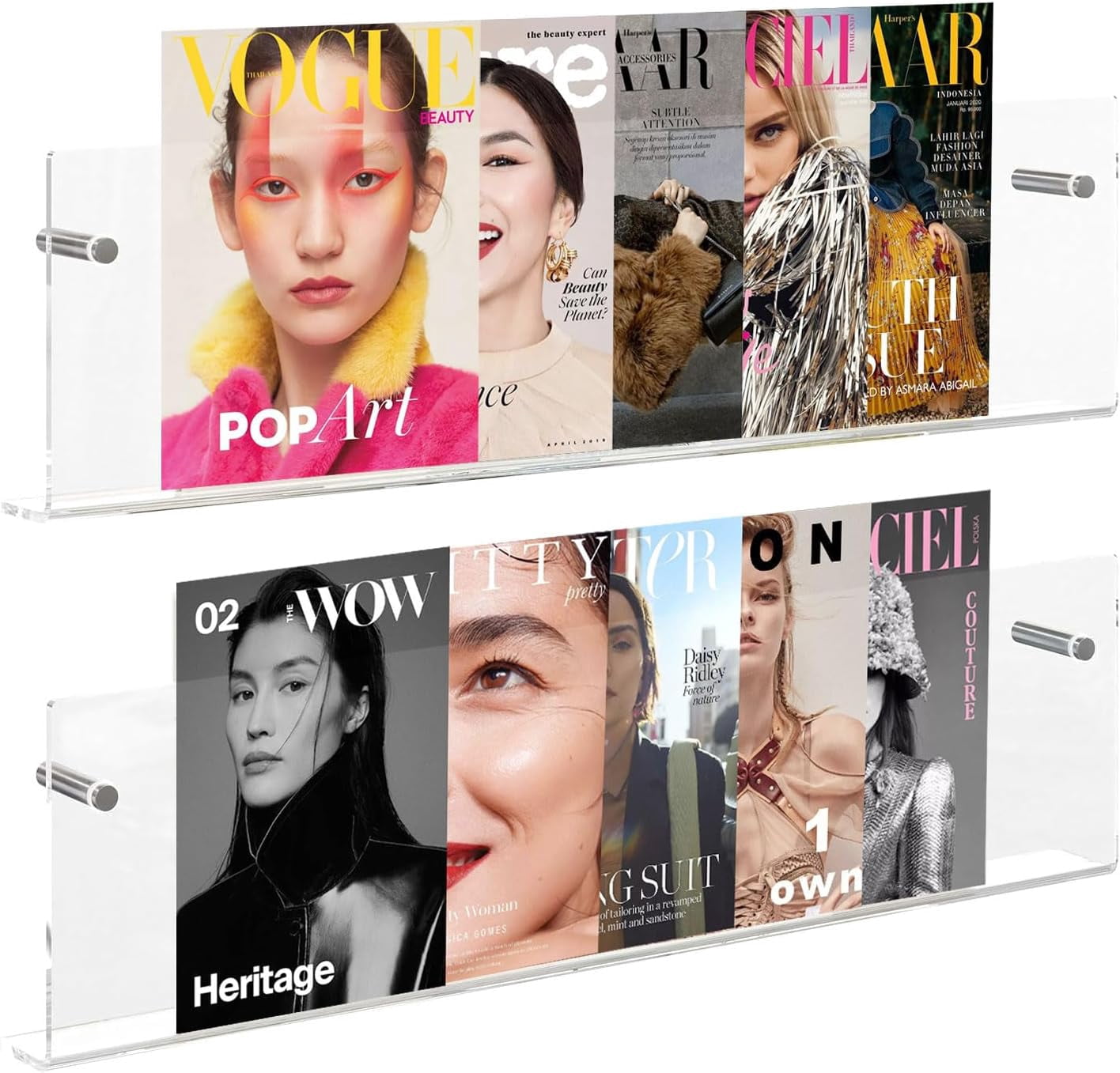 2 Pack Acrylic Magazine Holder, Acrylic Magazine Rack Wall Mounted ...
