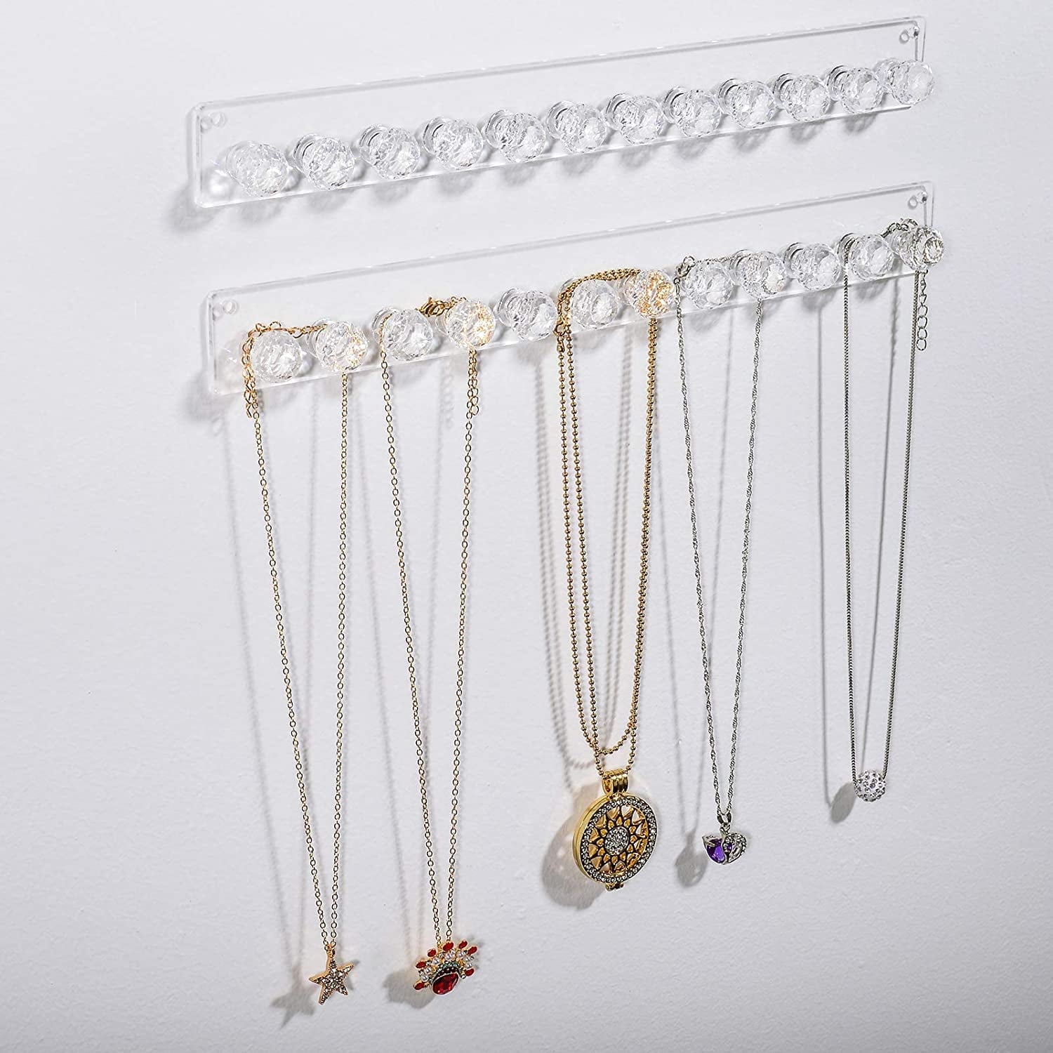 CECOLIC Acrylic Necklace Holder, Wall Mounted Hanging Jewelry Organizer ...