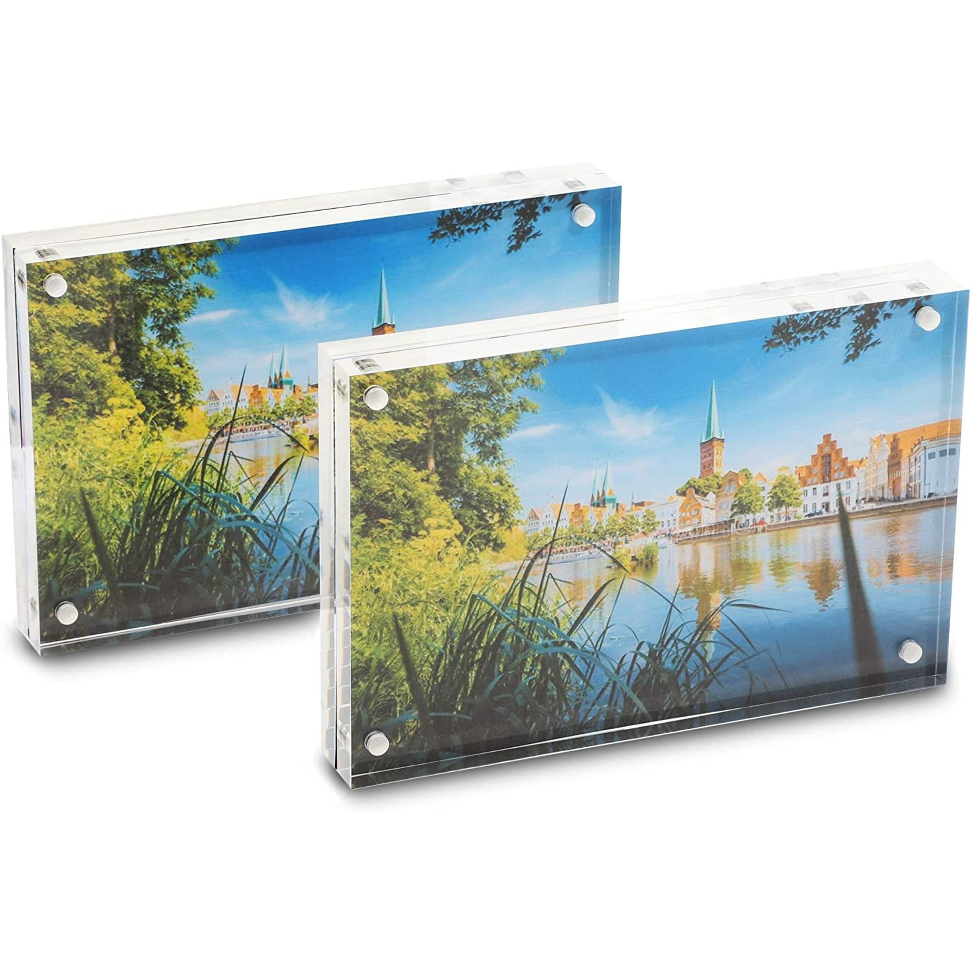 2 Pack Acrylic Picture Frame 4x6” , Clear Photo Holder Tabletop Desktop ...