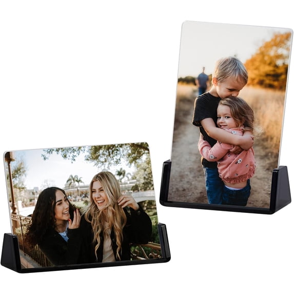 2 Pack Acrylic Picture Frames 8x10 with Translucent Black Base Stand ...