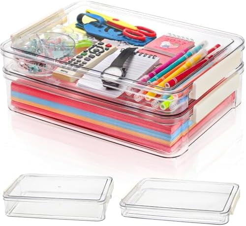 2 Pack Acrylic Portable Project Case, 13.5 Inch Clear Scrapbook Paper ...