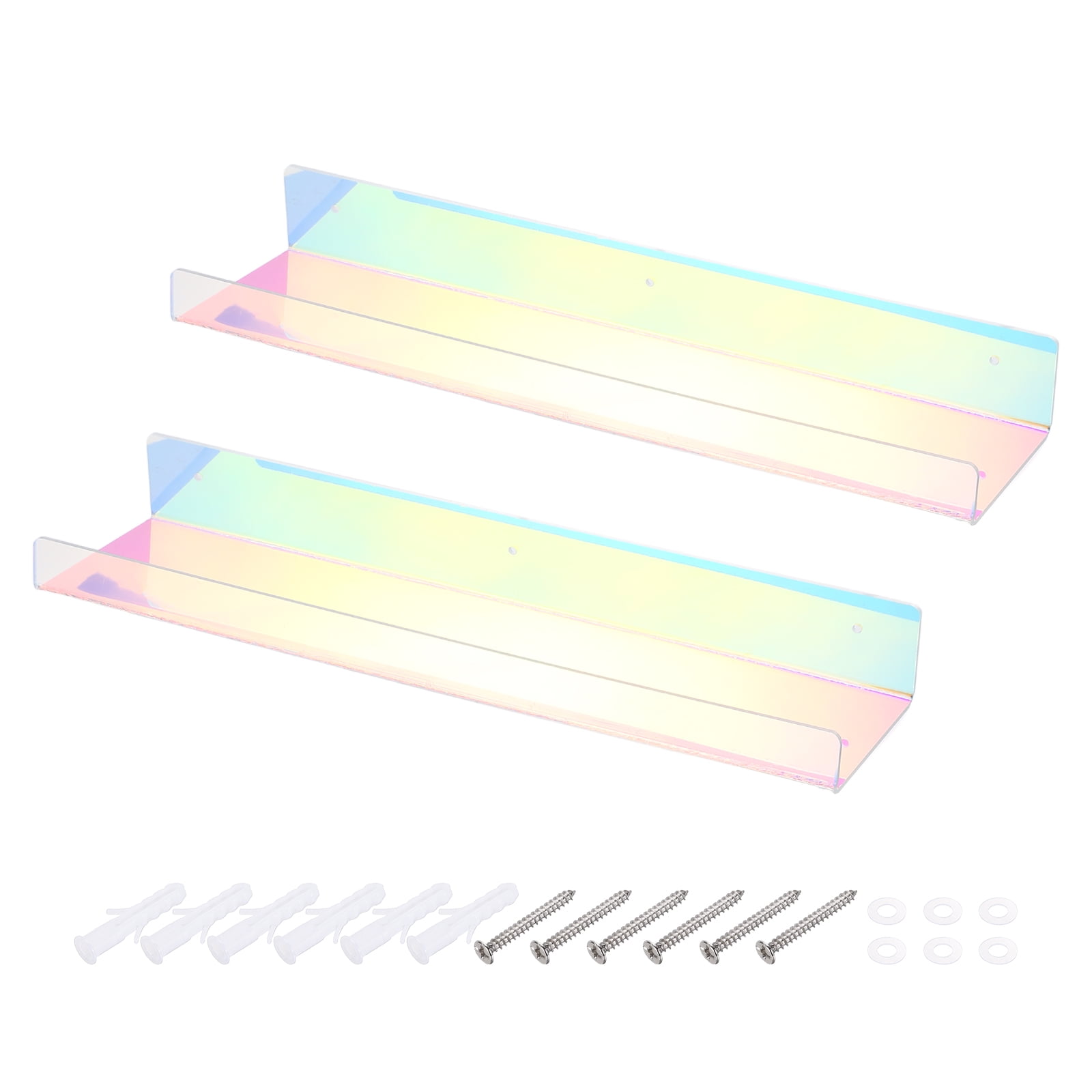2 Pack Acrylic Shelves for Wall, 15 Inch Rainbow Floating Shelves Wall ...