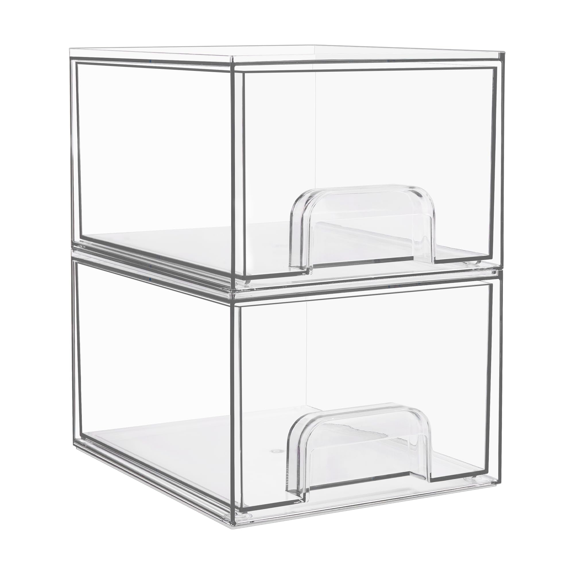 2 Pack Acrylic Stackable Drawers, 4.4" Height Plastic Storage ...