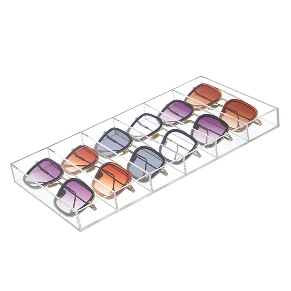 2 Pack Acrylic Sunglasses Organizer Racks, 6 Slot Clear Eyeglasses ...