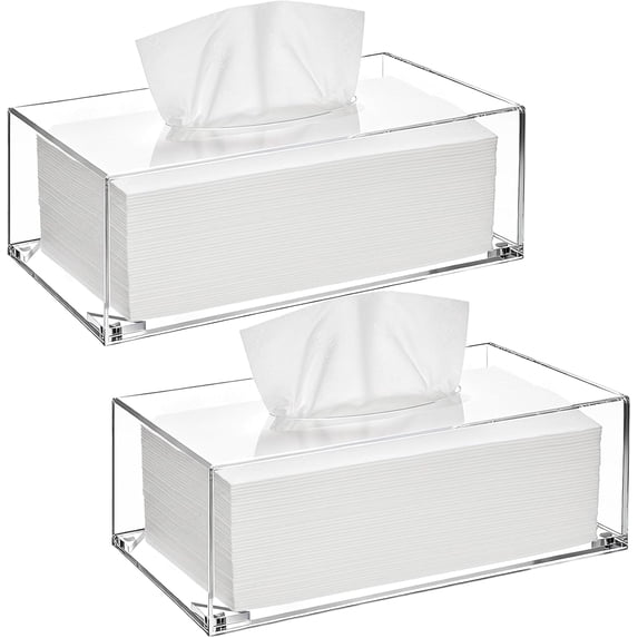 2 Pack Acrylic Tissue Box Holder, Rectangle Tissue Box Cover with ...